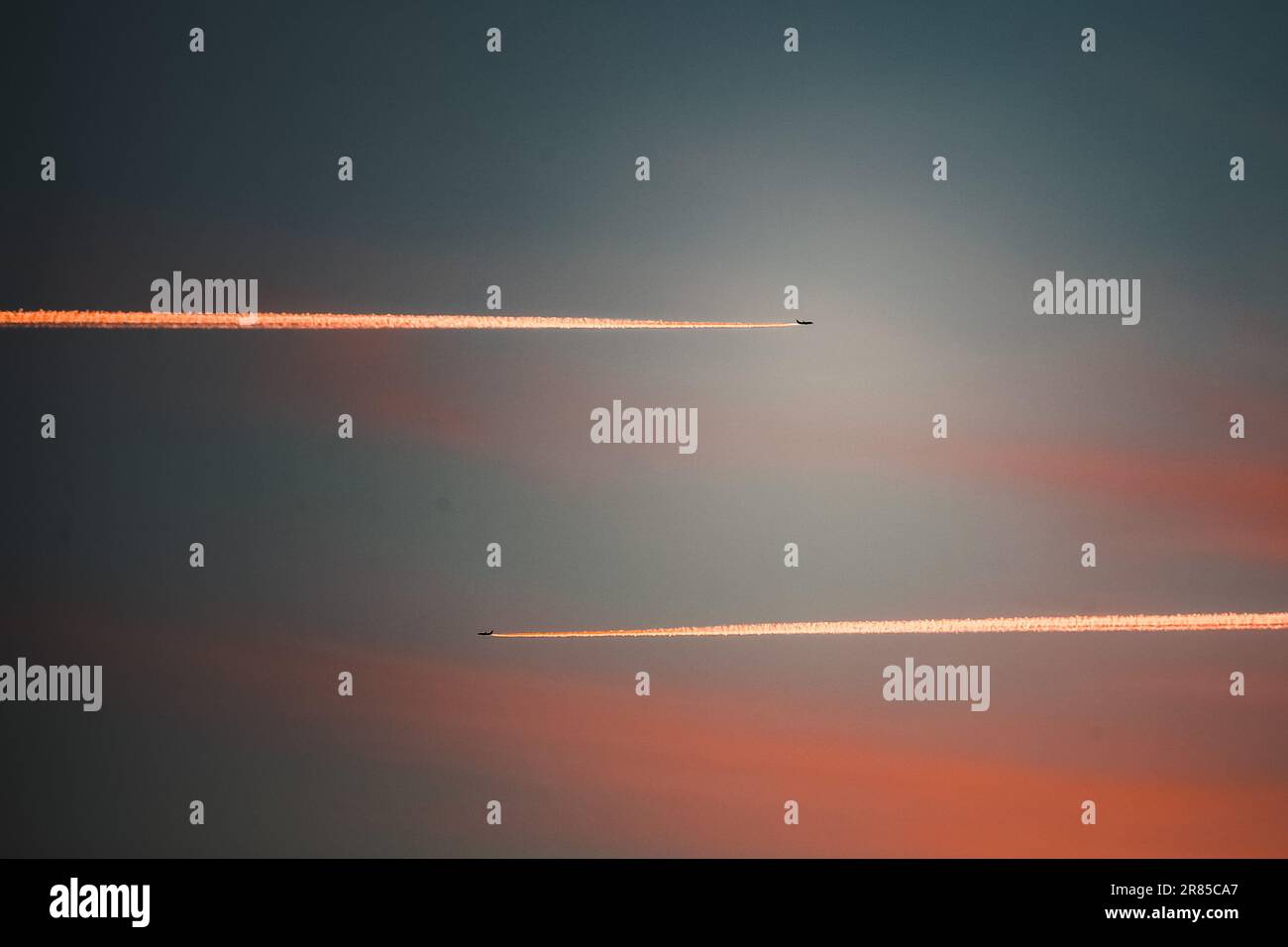 The two airplanes flying through the air Stock Photo - Alamy