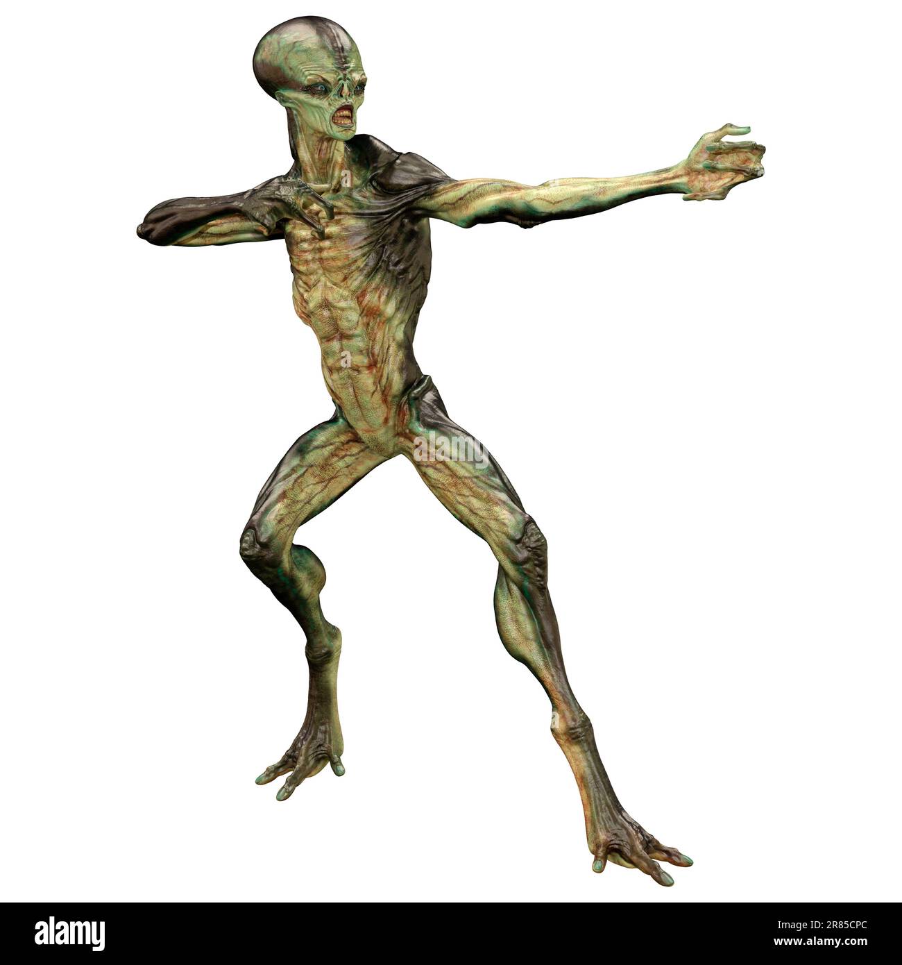 3D rendering of a green alien isolated on white background Stock Photo ...