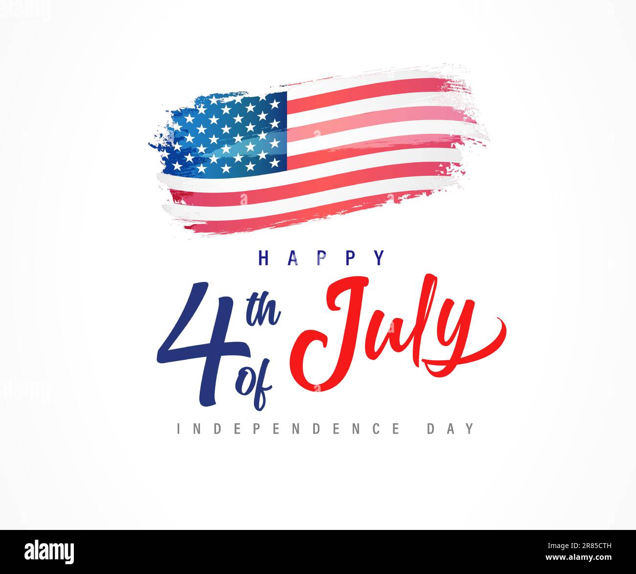 Happy 4th of July typography and watercolor flag. Fourth of July ...