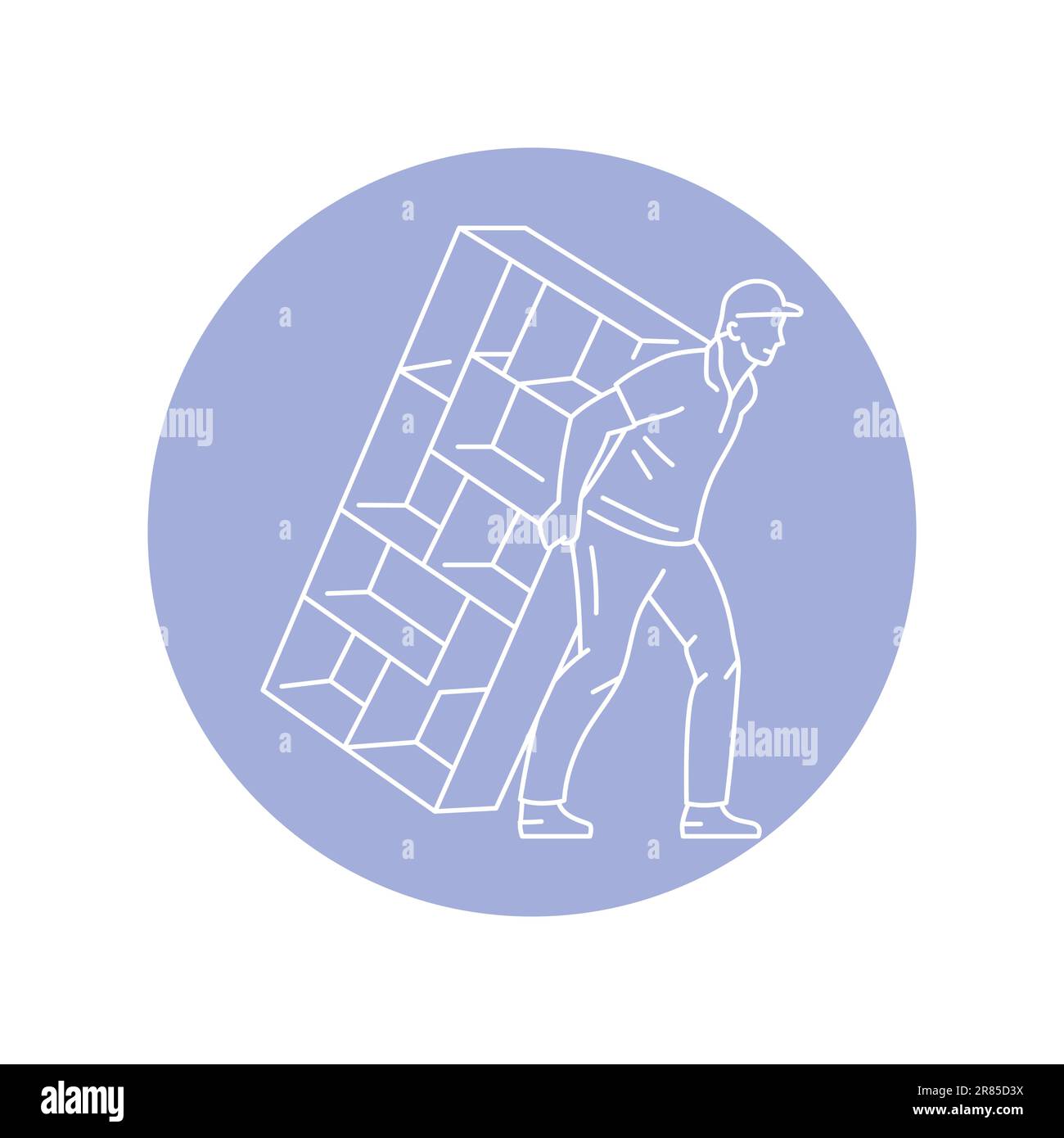 Delivery man moving stand black line icon. Pictogram for web page ...
