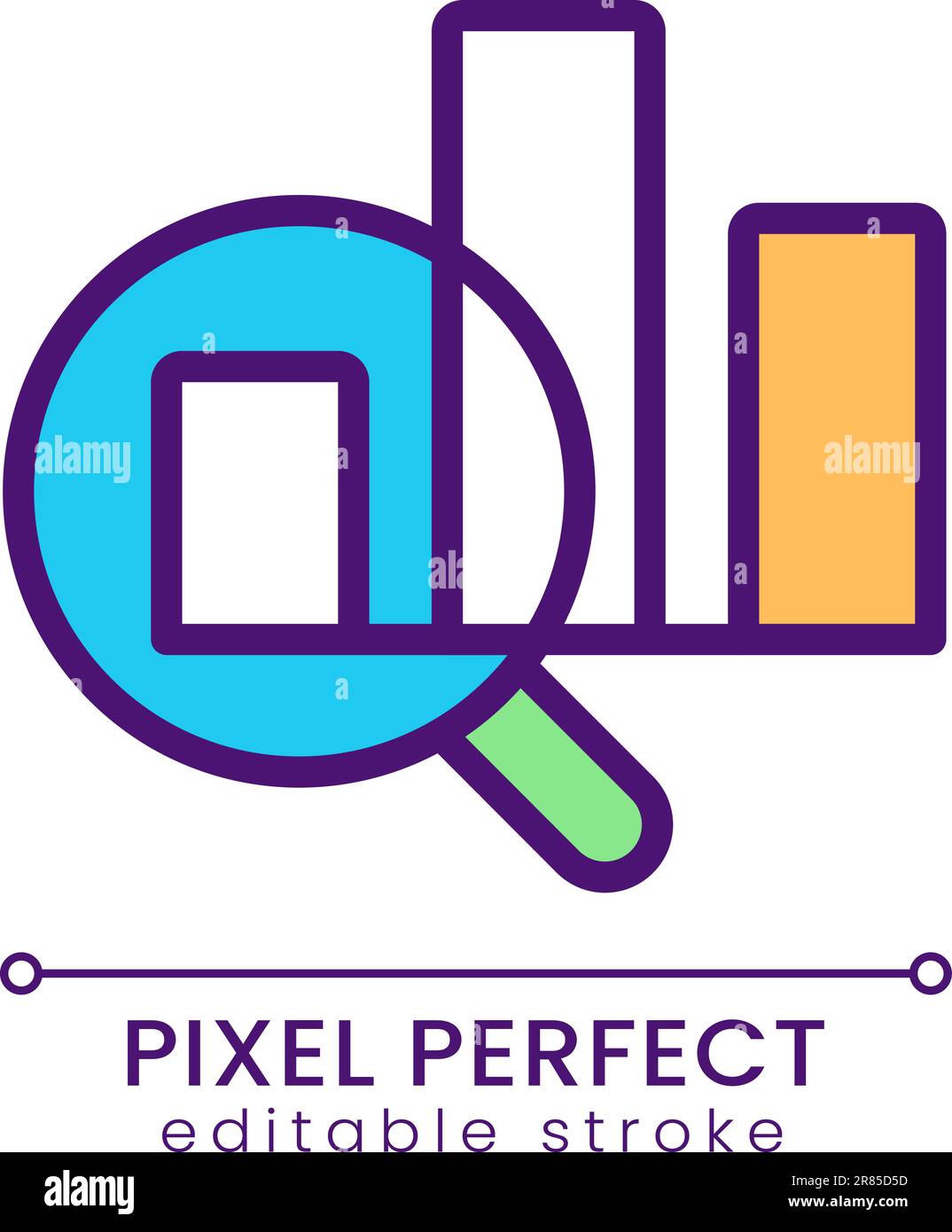 Charts and loupe pixel perfect RGB color icon Stock Vector Image & Art ...
