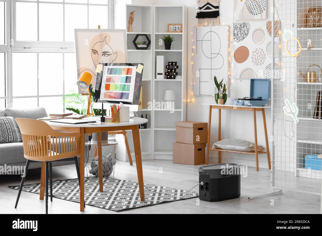 Graphic designer's workplace with computer in interior of office Stock ...