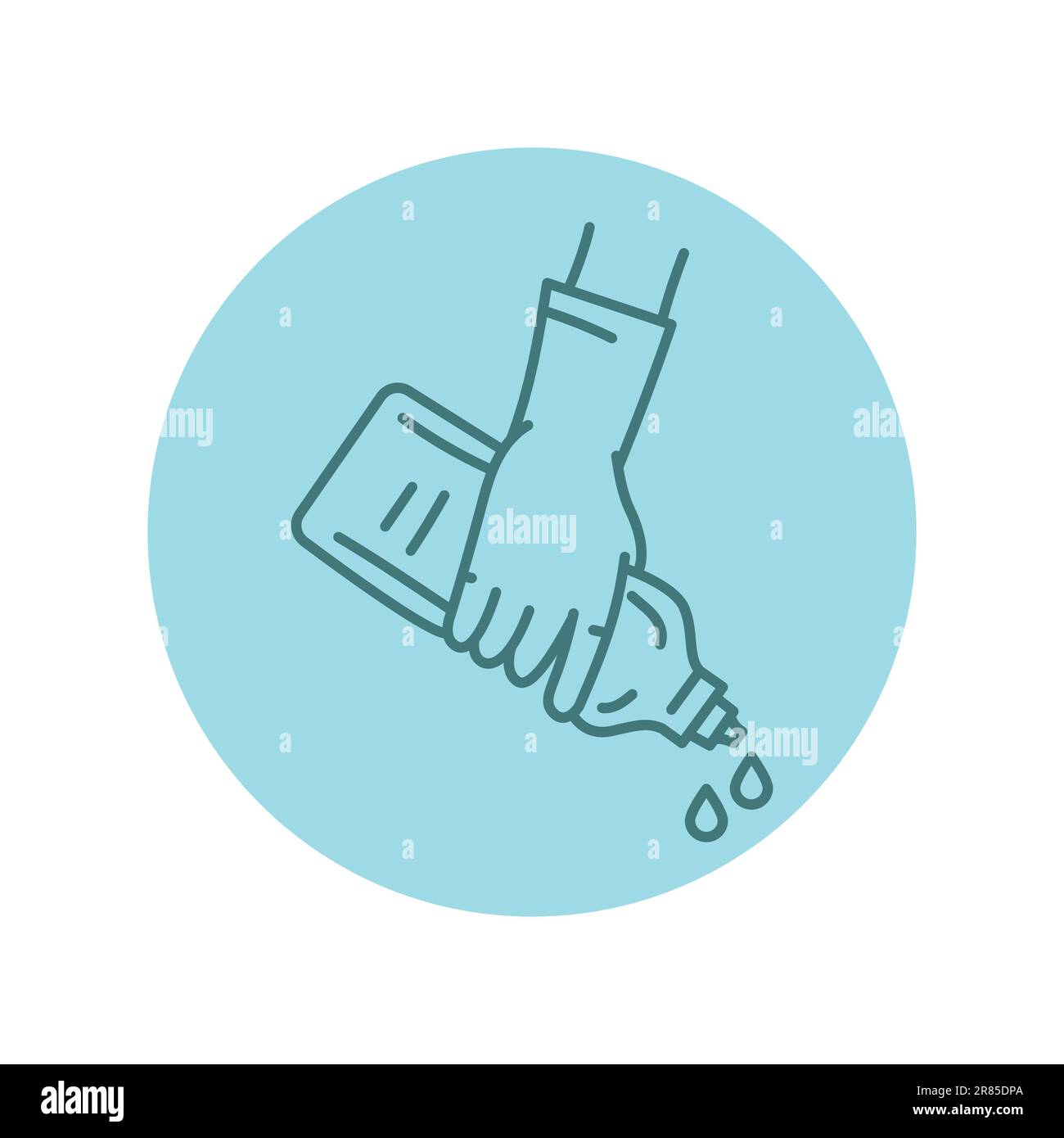 Hand with detergent black line icon. Pictogram for web page, mobile app ...