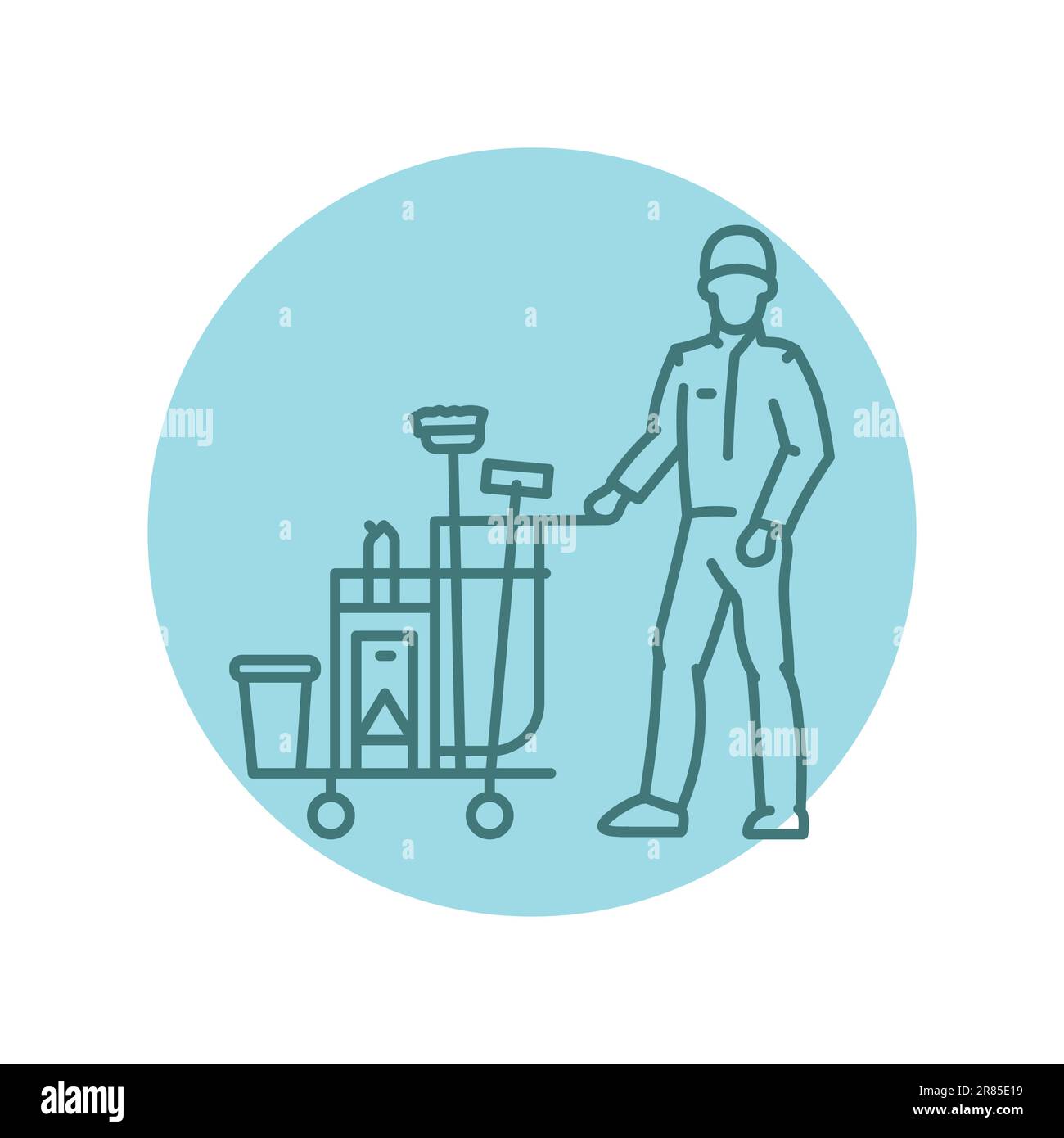 Janitor black line icon. Cleaning company. Pictogram for web page ...