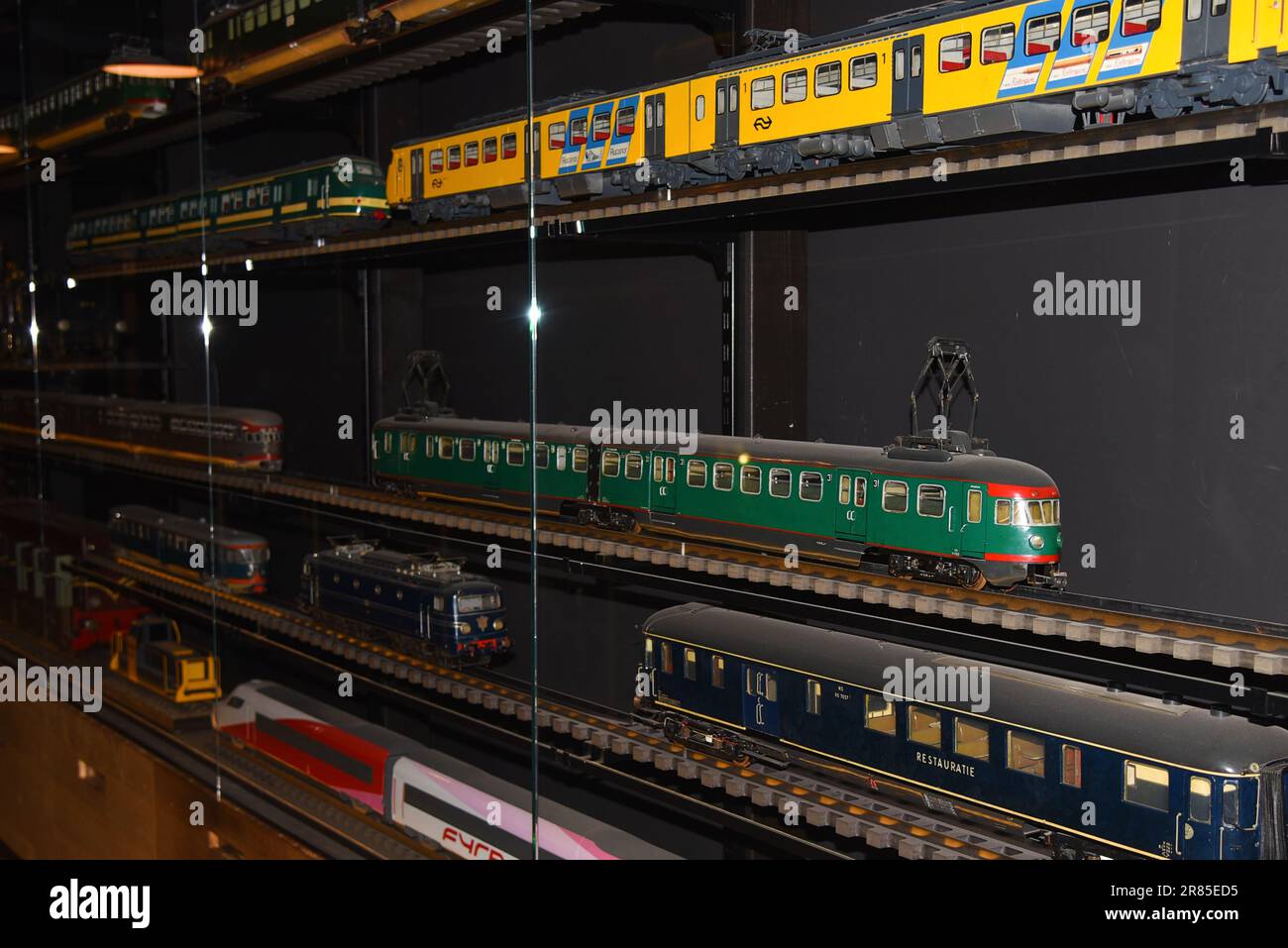 Utrecht, Netherlands. May 17, 2023. Model trains at the railroad museum ...