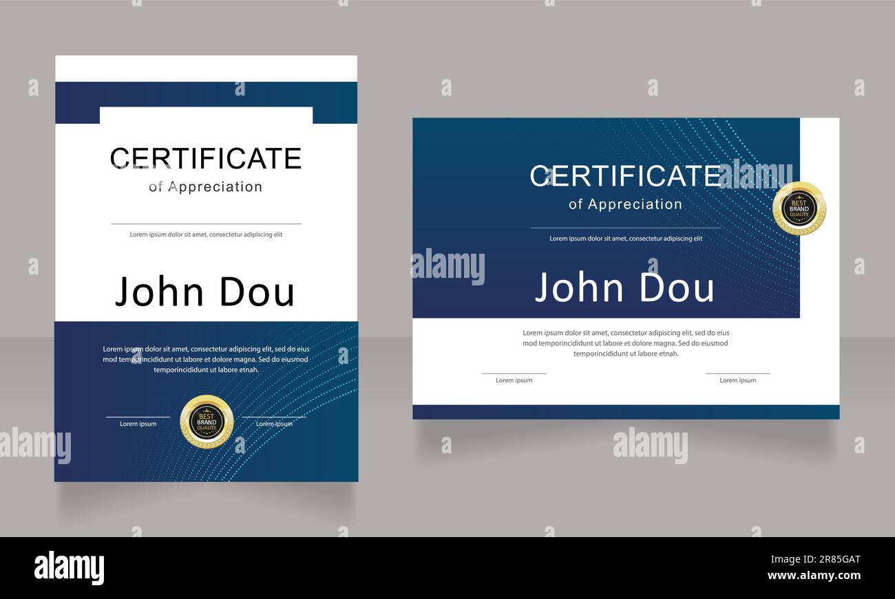 Company worker appreciation certificate design templates set Stock ...