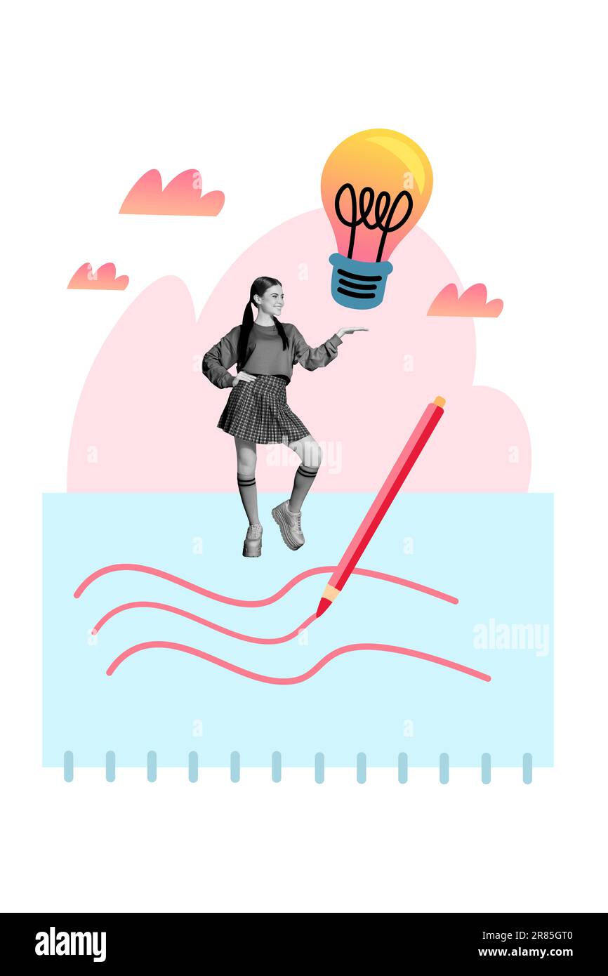 Poster picture 3d collage image of positive clever successful girl have ...