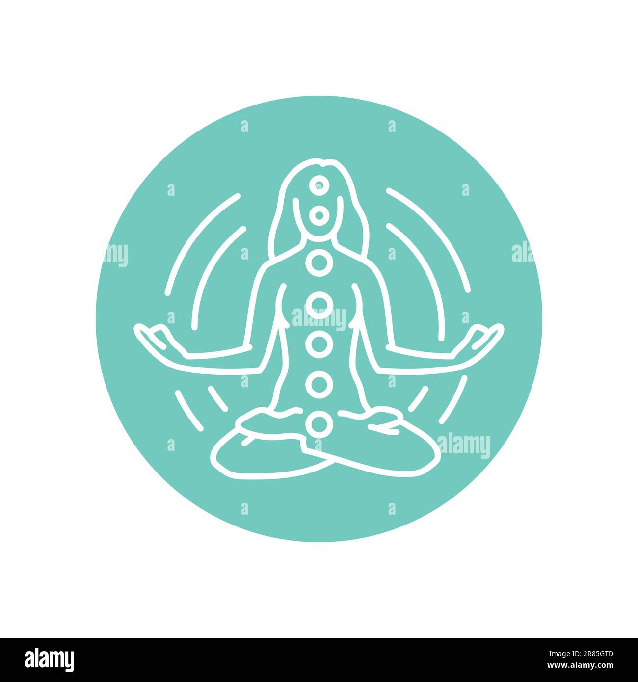 Spiritual meditation black line icon. Chakras and aura. Pictogram for ...