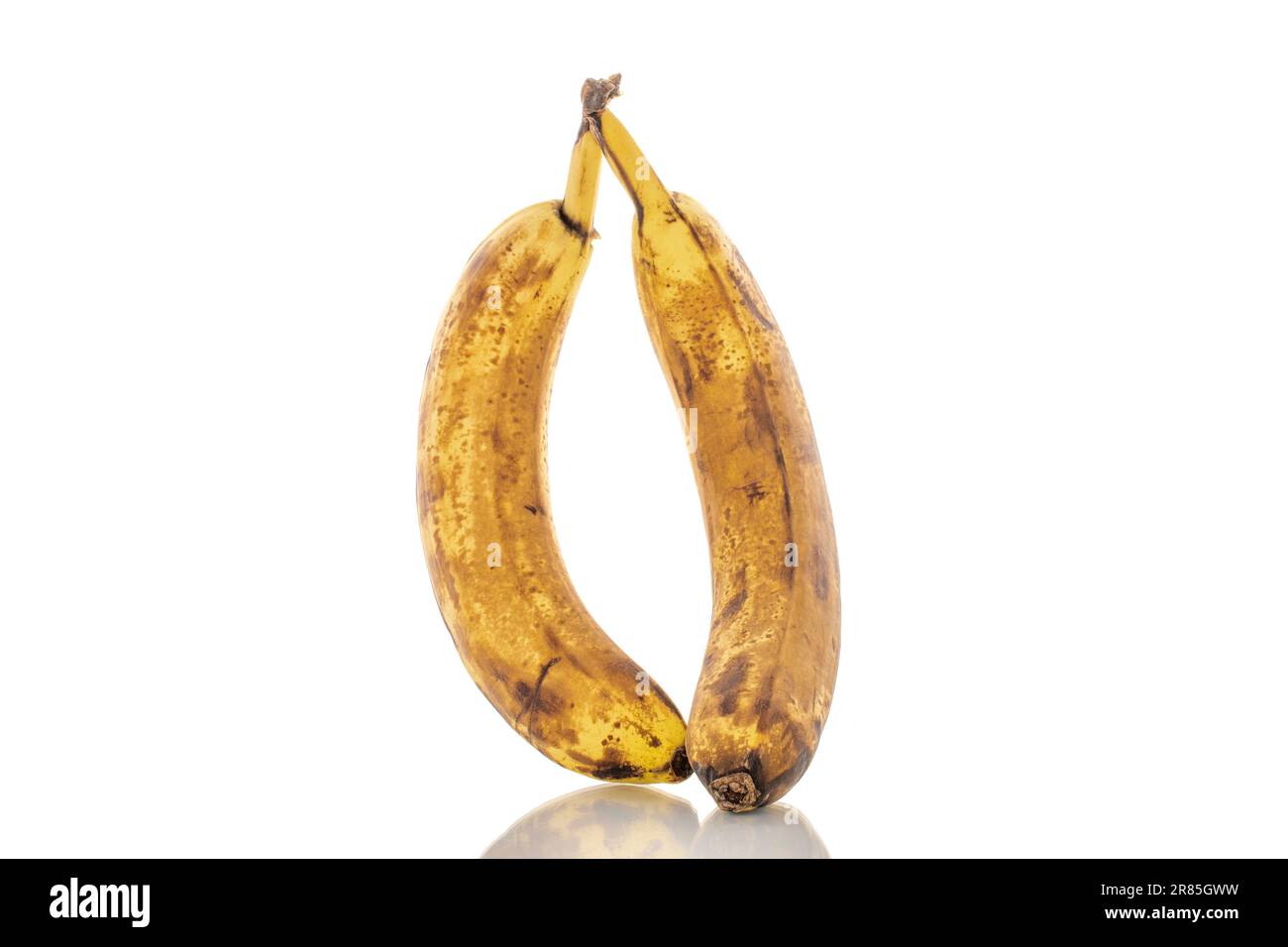 Two overripe bananas, macro, isolated on white background Stock Photo ...