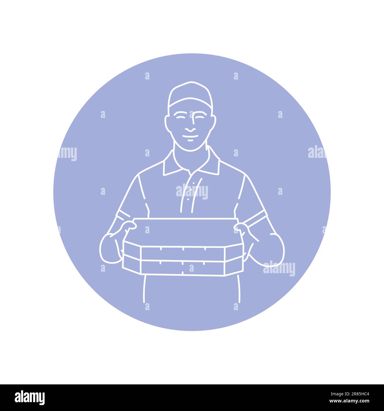 Courier with pizza black line icon. Food delivery service. Pictogram ...