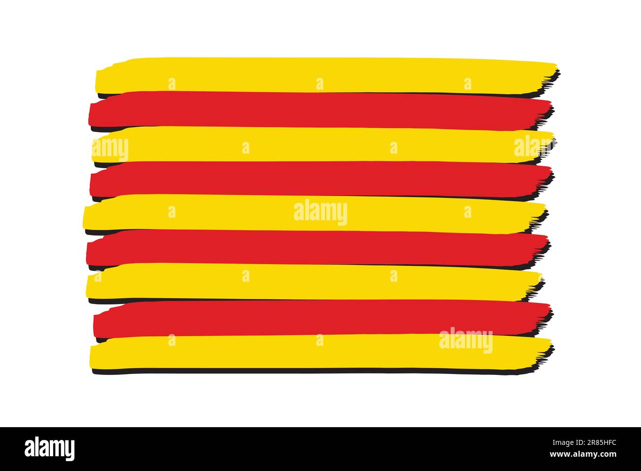 Catalonia Flag with colored hand drawn lines in Vector Format Stock ...