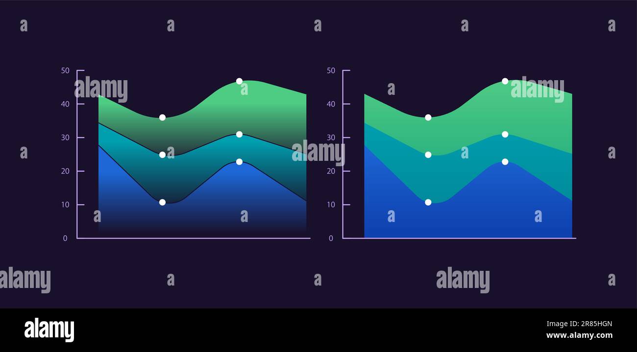 Area infographic chart design template set for dark theme Stock Vector ...