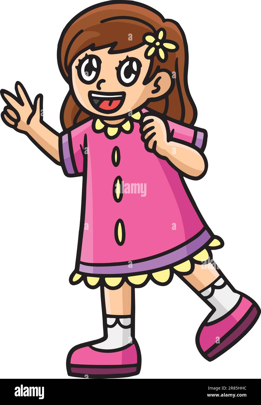 Cartoon Girl Pointing To Herself