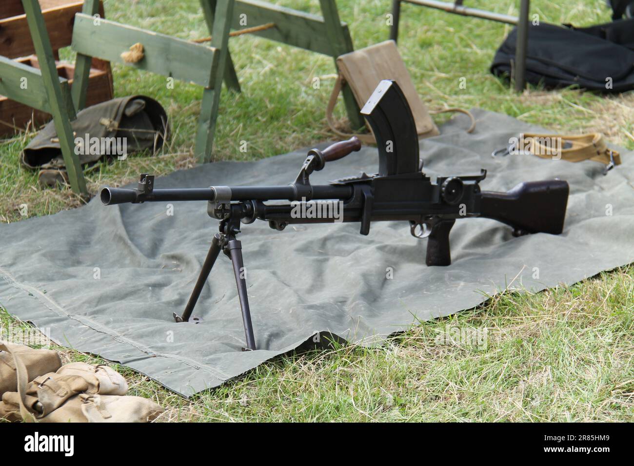 A Vintage Machine Gun Part of a War Time Display Stock Photo - Alamy