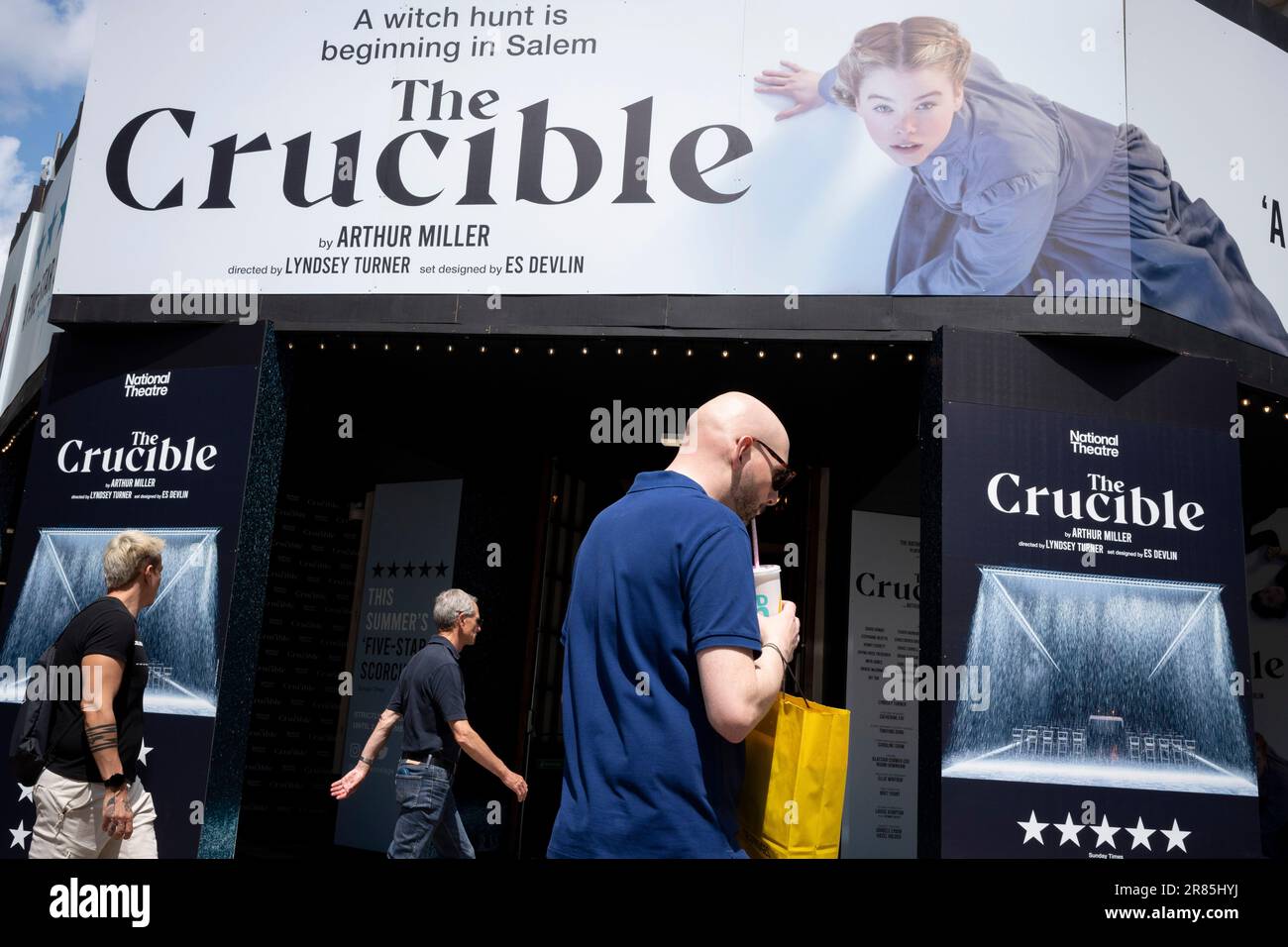 Members of the public walk past Gielgud Theatre where Milly Alcock plays Abigail Williams in the ...