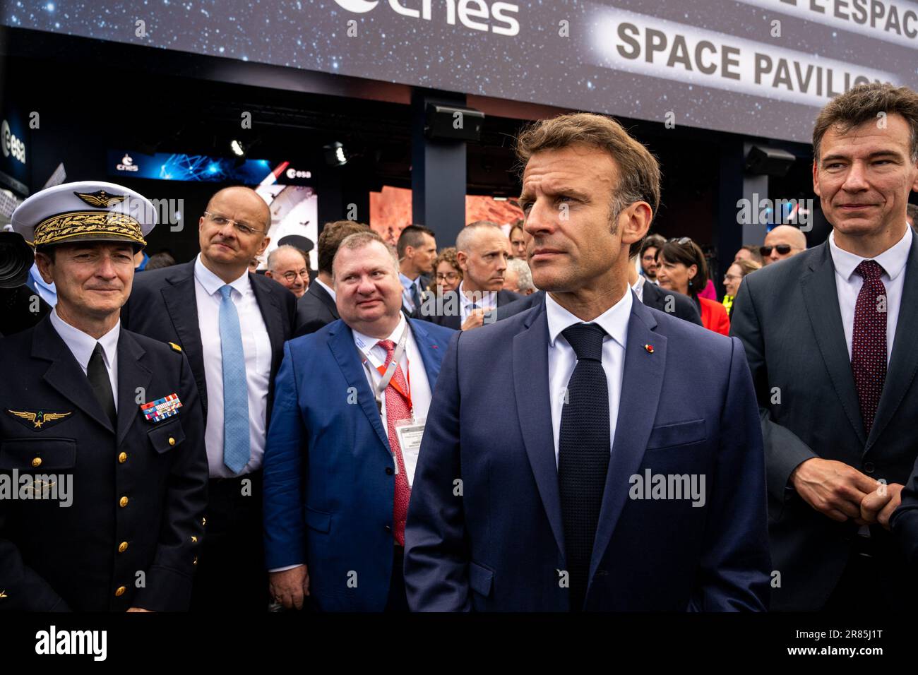Le Bourget, France. 19th June, 2023. French president Emmanuel Macron and National Centre for ...