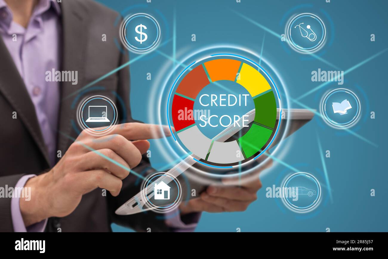 Credit Score rating based on debt reports showing creditworthiness or ...