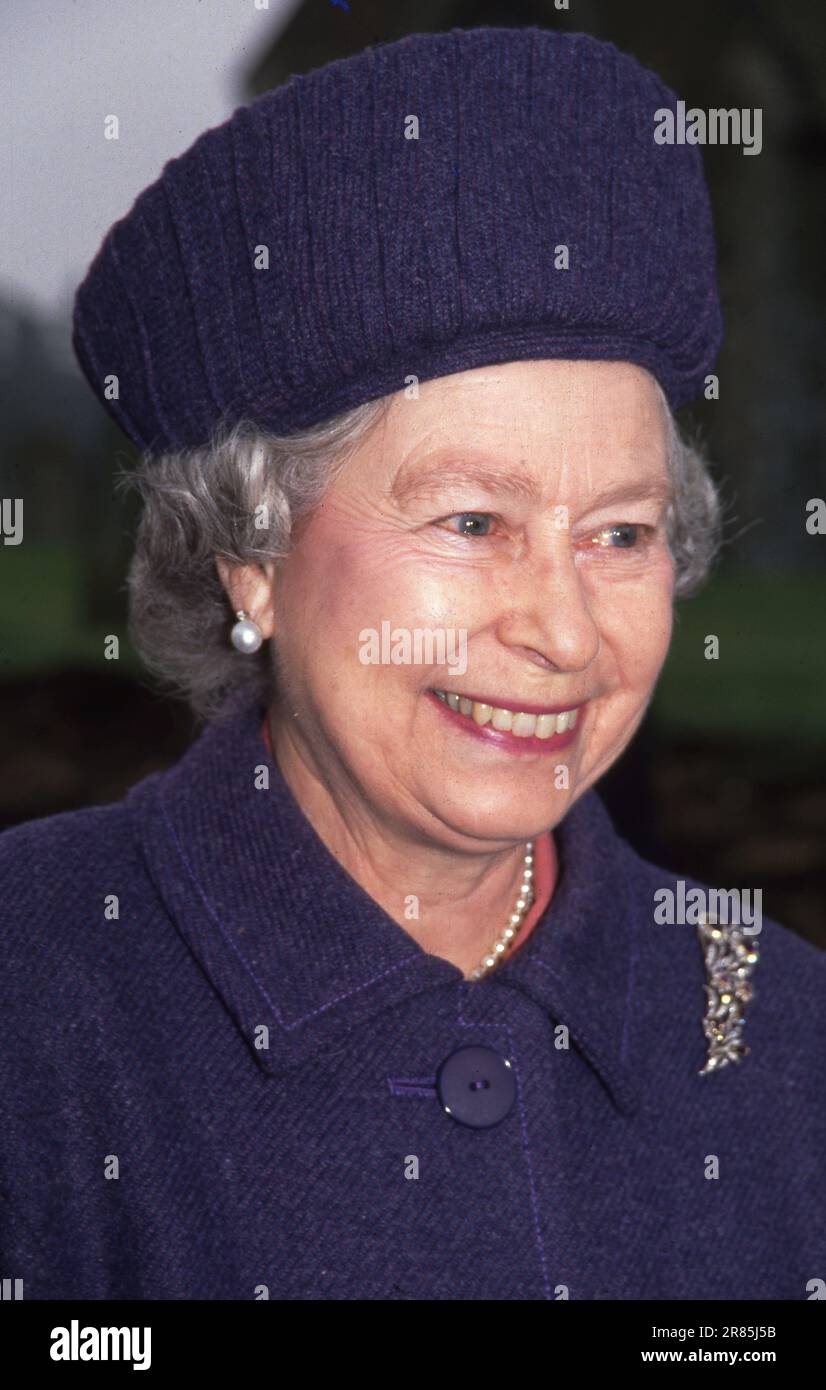 5 February 1995. Queen Elizabeth at West Newton Church, near ...