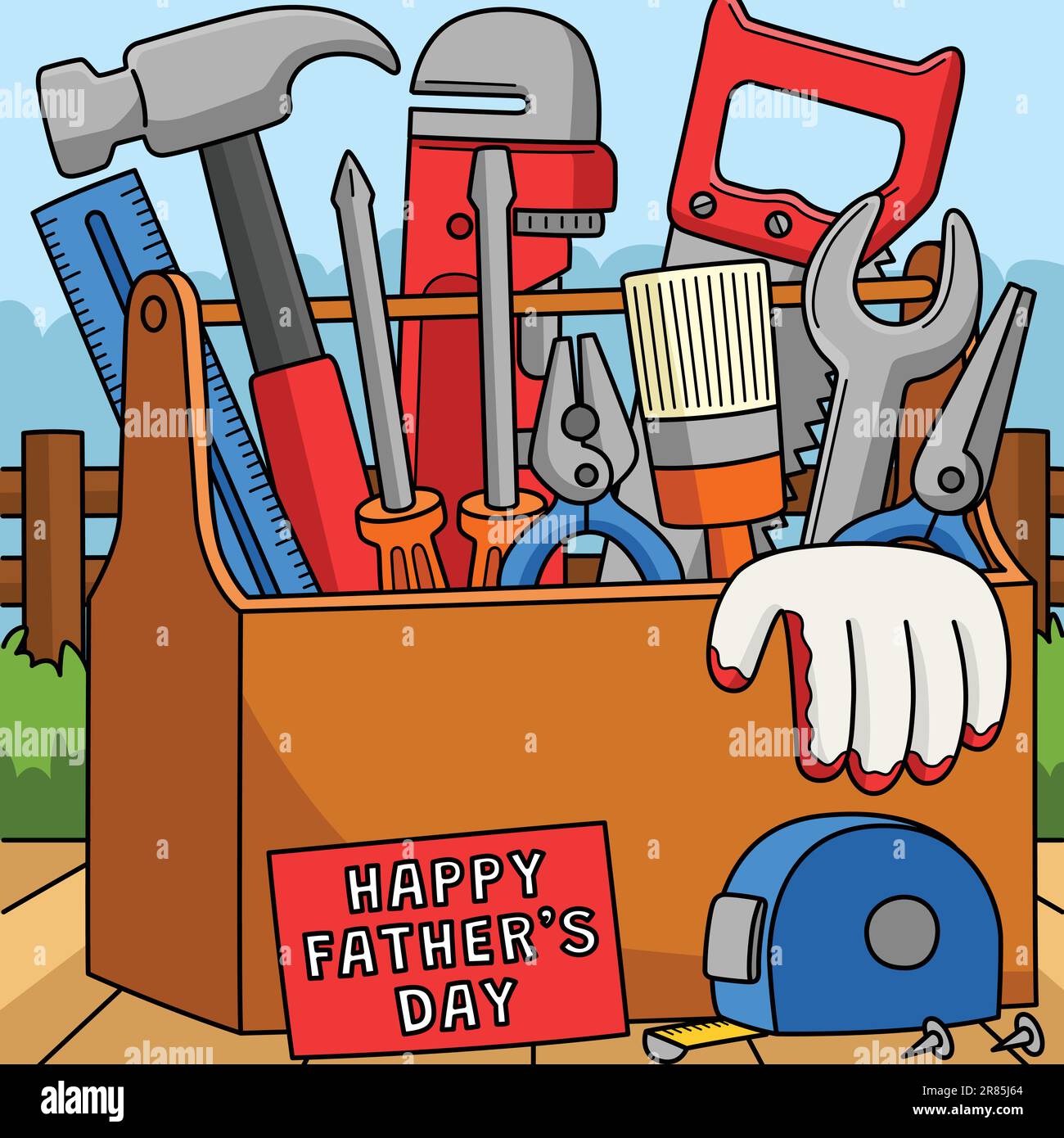 Happy Fathers Day Toolbox Colored Cartoon Stock Vector Image & Art - Alamy