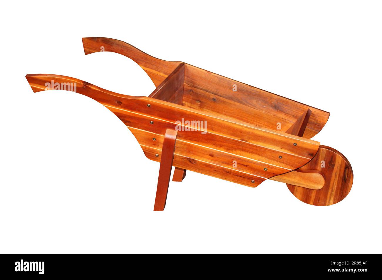 A New Brown Garden Wooden Ornamental Wheelbarrow Stock Photo - Alamy
