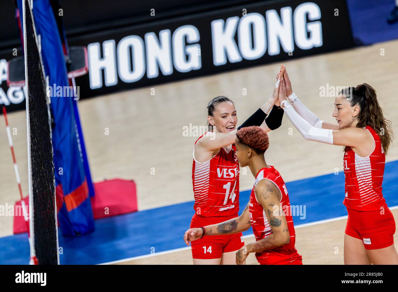 Hong Kong, China. 18th June, 2023. Melissa Teresa Vargas (#4), Hande Baladin (#7) and Eda Erdem ...