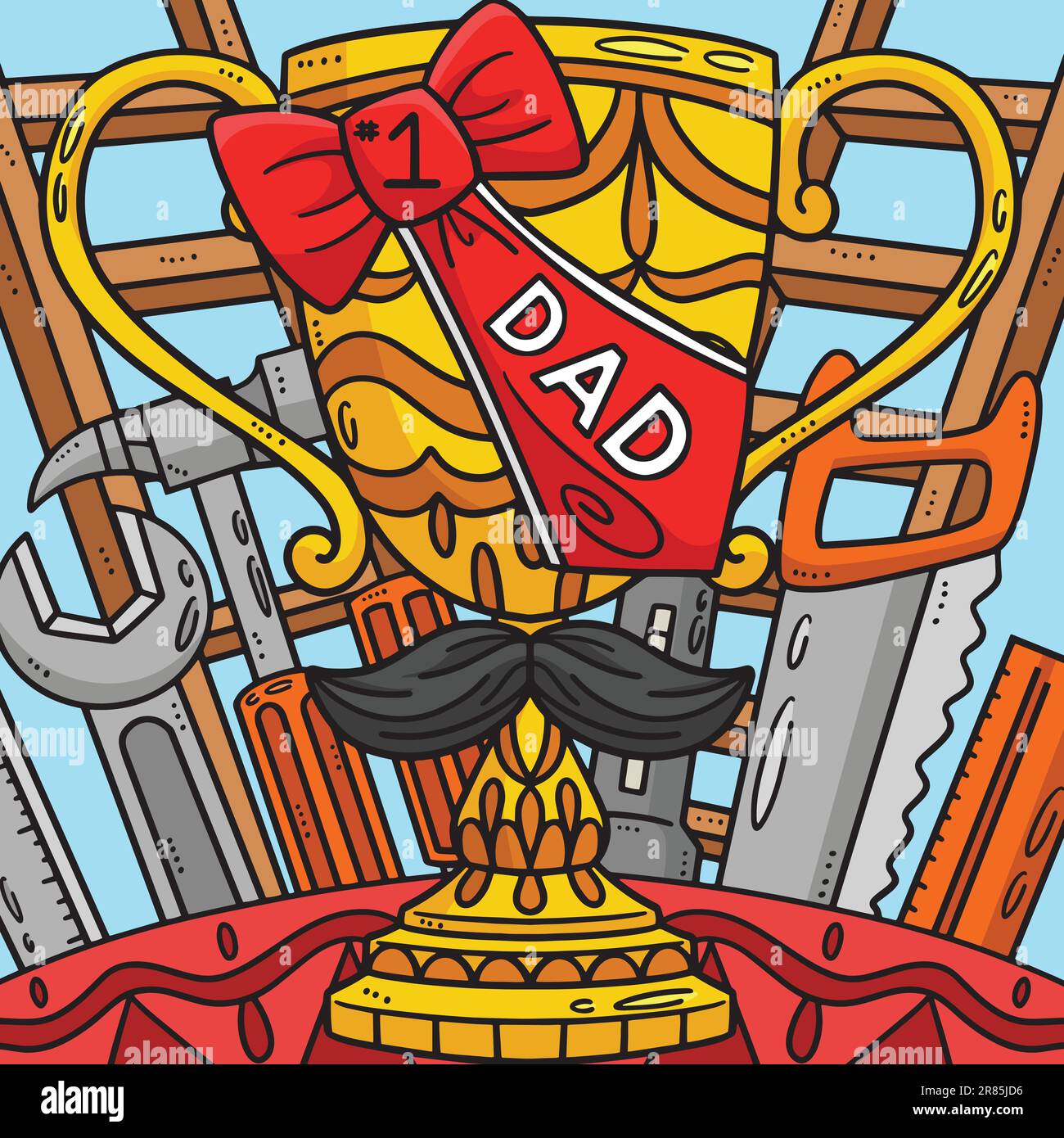 Fathers Day Dad Trophy Colored Cartoon Stock Vector Image & Art - Alamy