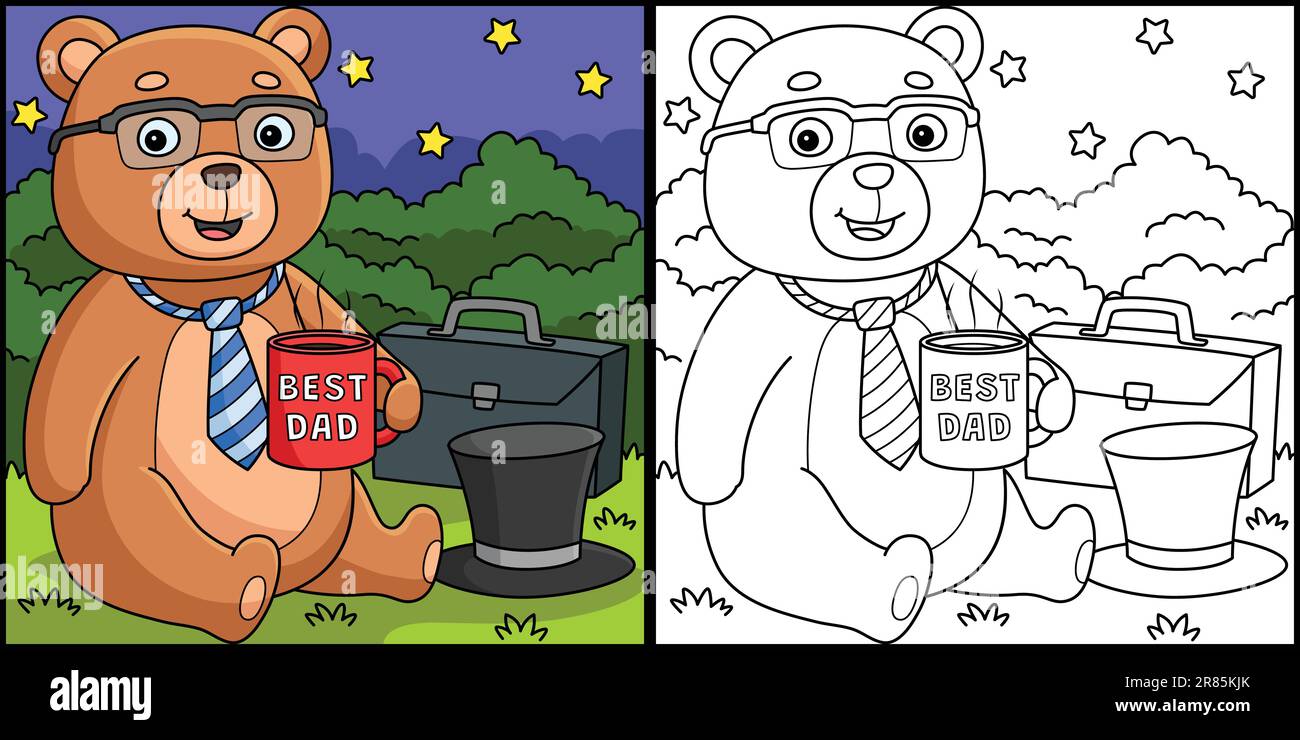 Fathers Day Teddy Bear Best Dad Illustration Stock Vector Image & Art ...