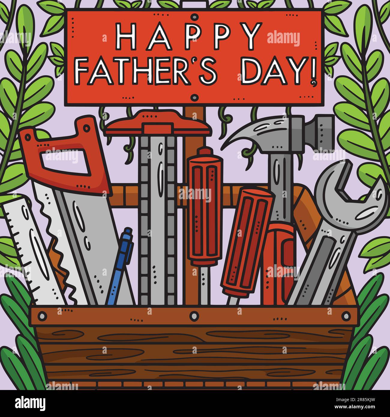 Happy Fathers Day Toolbox Colored Cartoon Stock Vector Image & Art - Alamy