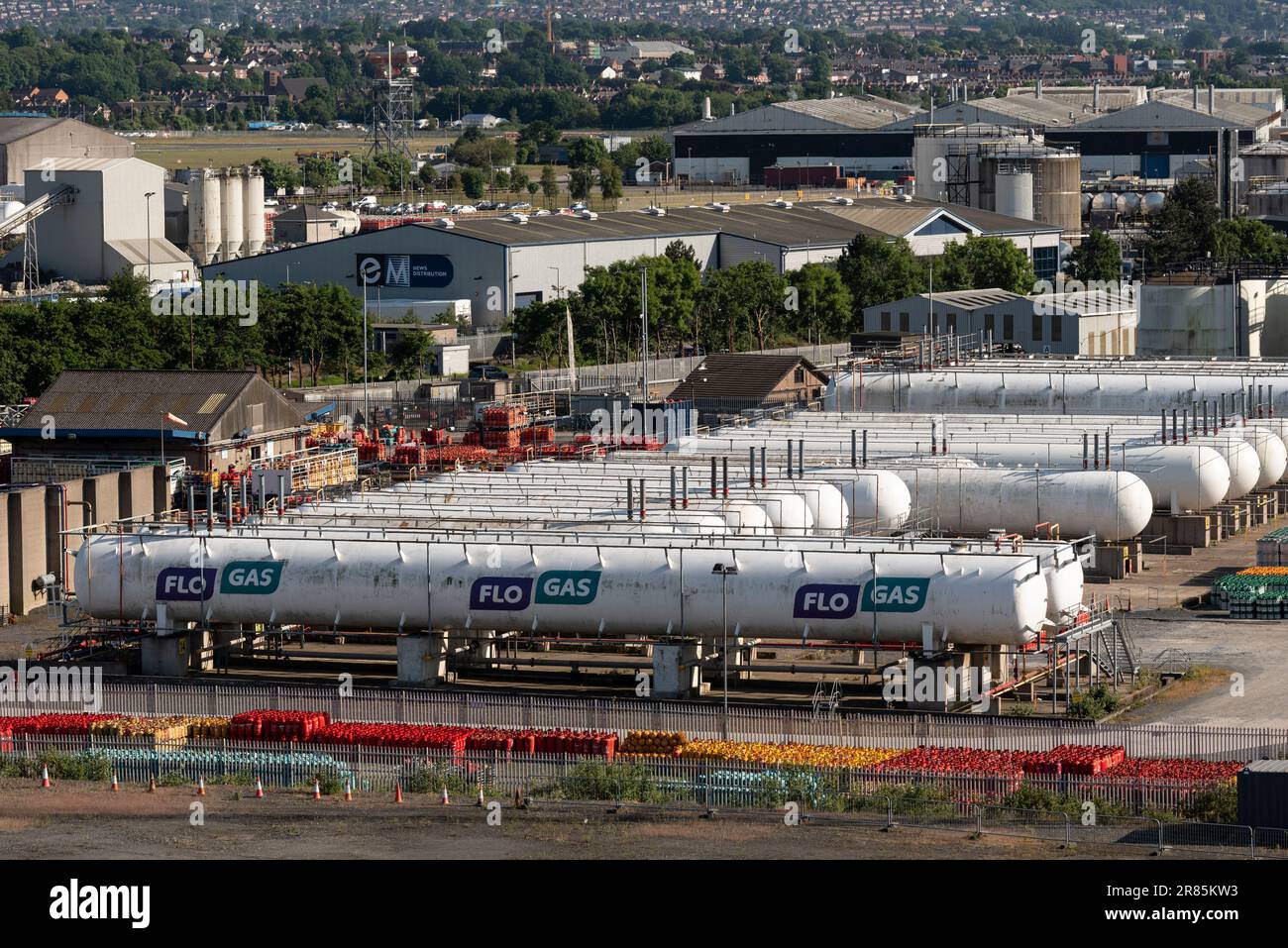 Belfast, Northern Ireland, UK. June 2023. Liquid petroleum gas storage ...
