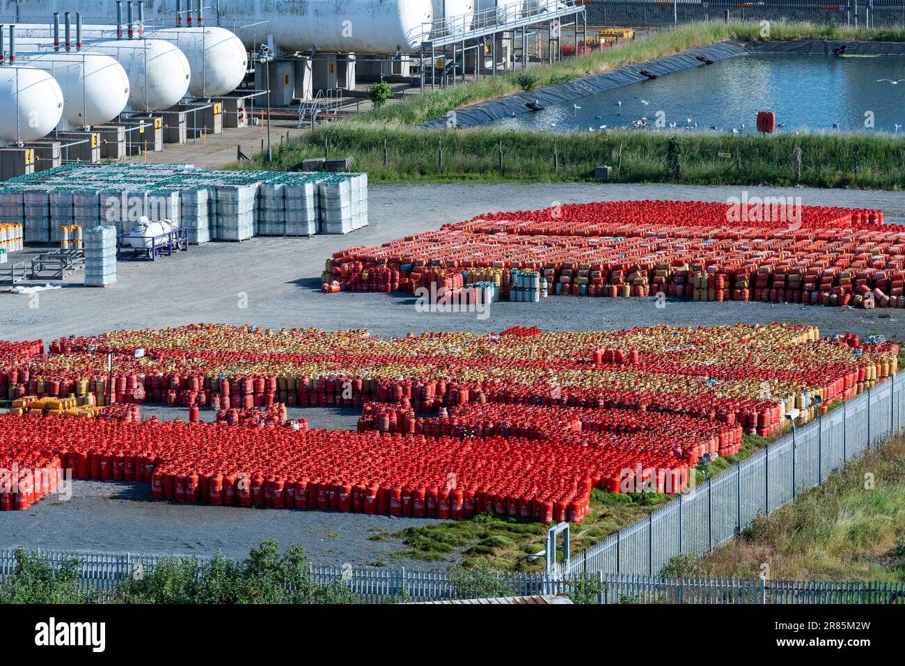 Belfast, Northern Ireland, UK. June 2023. Liquid petroleum gas storage ...