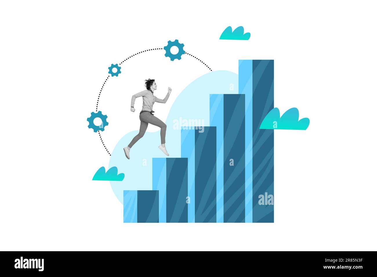 Poster artwork 3d collage image of excited persistent girl run finish ...