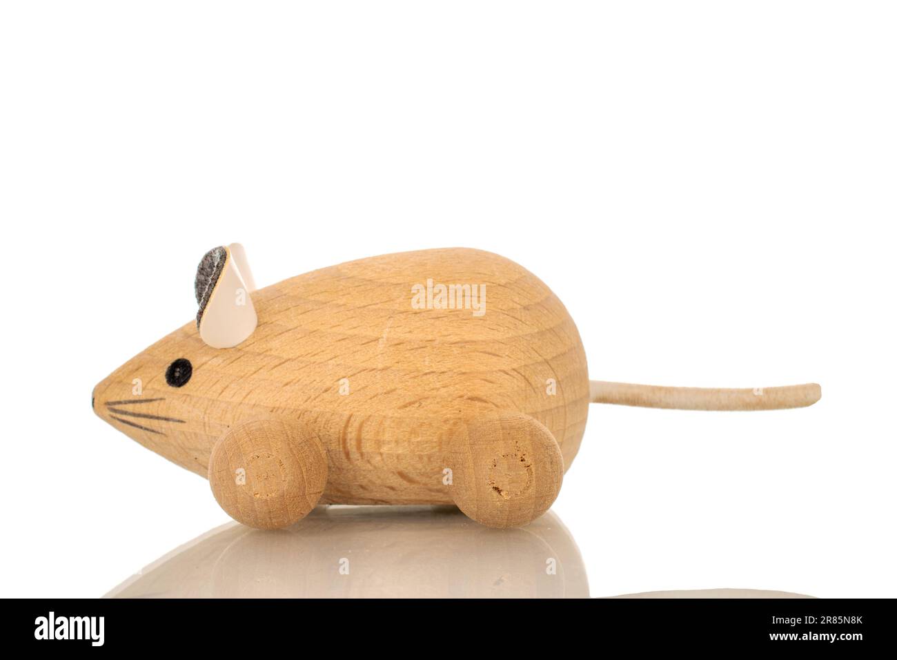 One toy wooden mouse, macro, isolated on white background Stock Photo ...