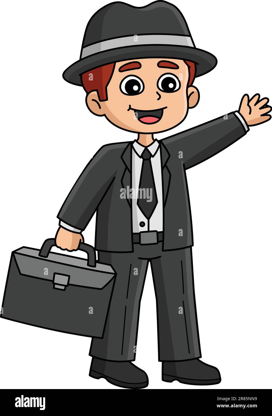 Father Holding Briefcase Cartoon Colored Clipart Stock Vector Image