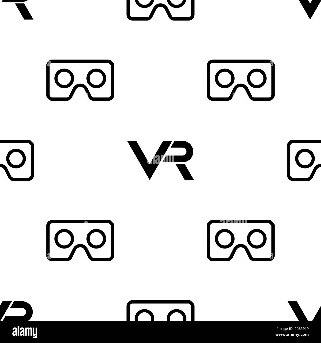 Seamless pattern with VR logos. Virtual reality black and white logos ...