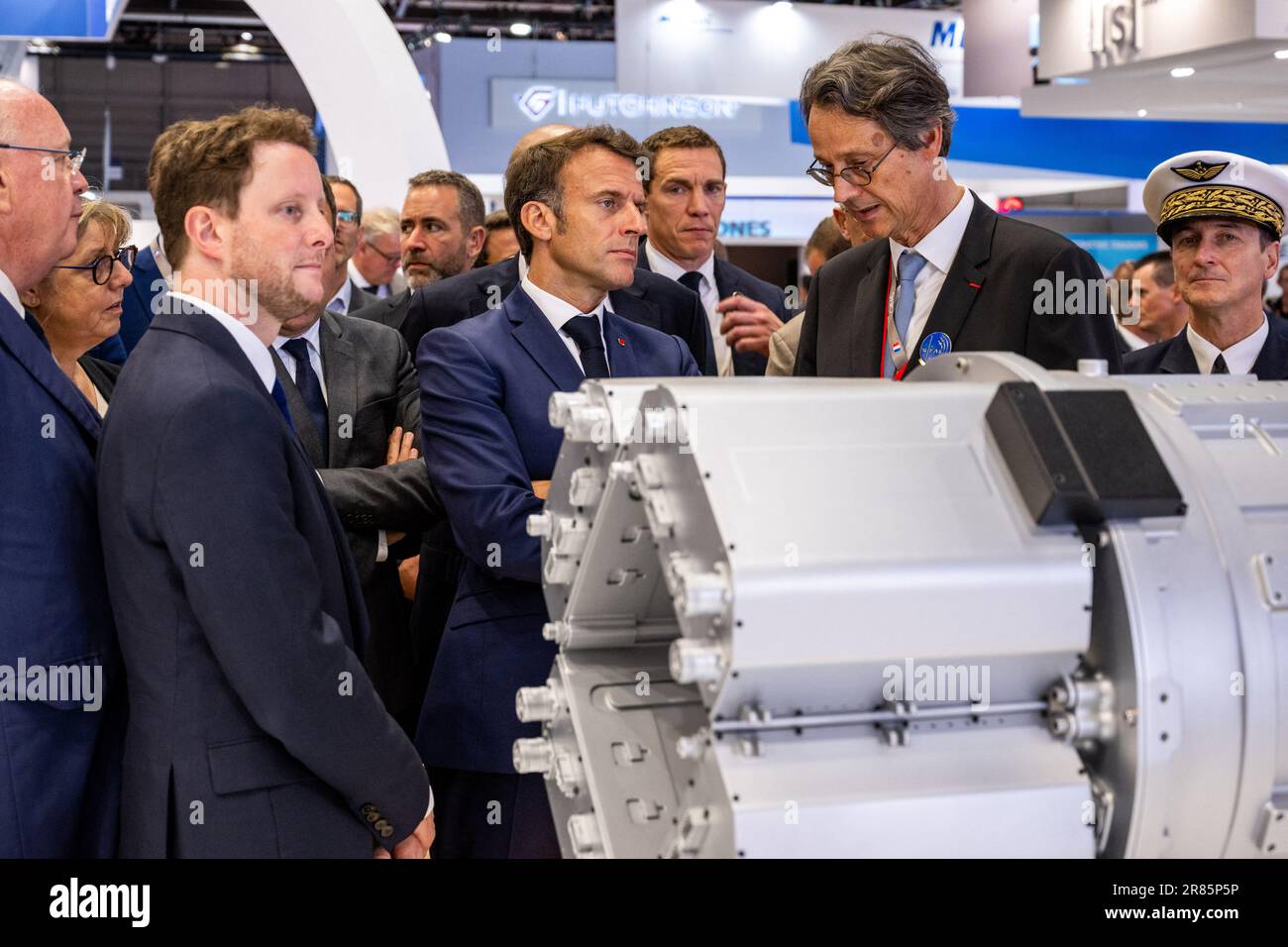 Le Bourget, France. 19th June, 2023. French president Emmanuel Macron ...