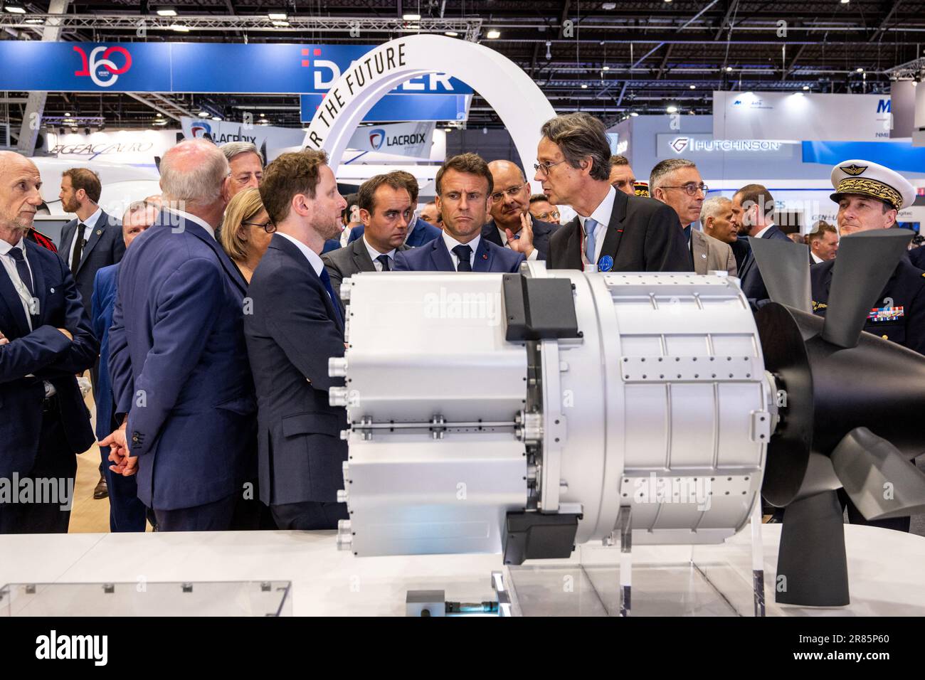 Le Bourget, France. 19th June, 2023. French president Emmanuel Macron ...