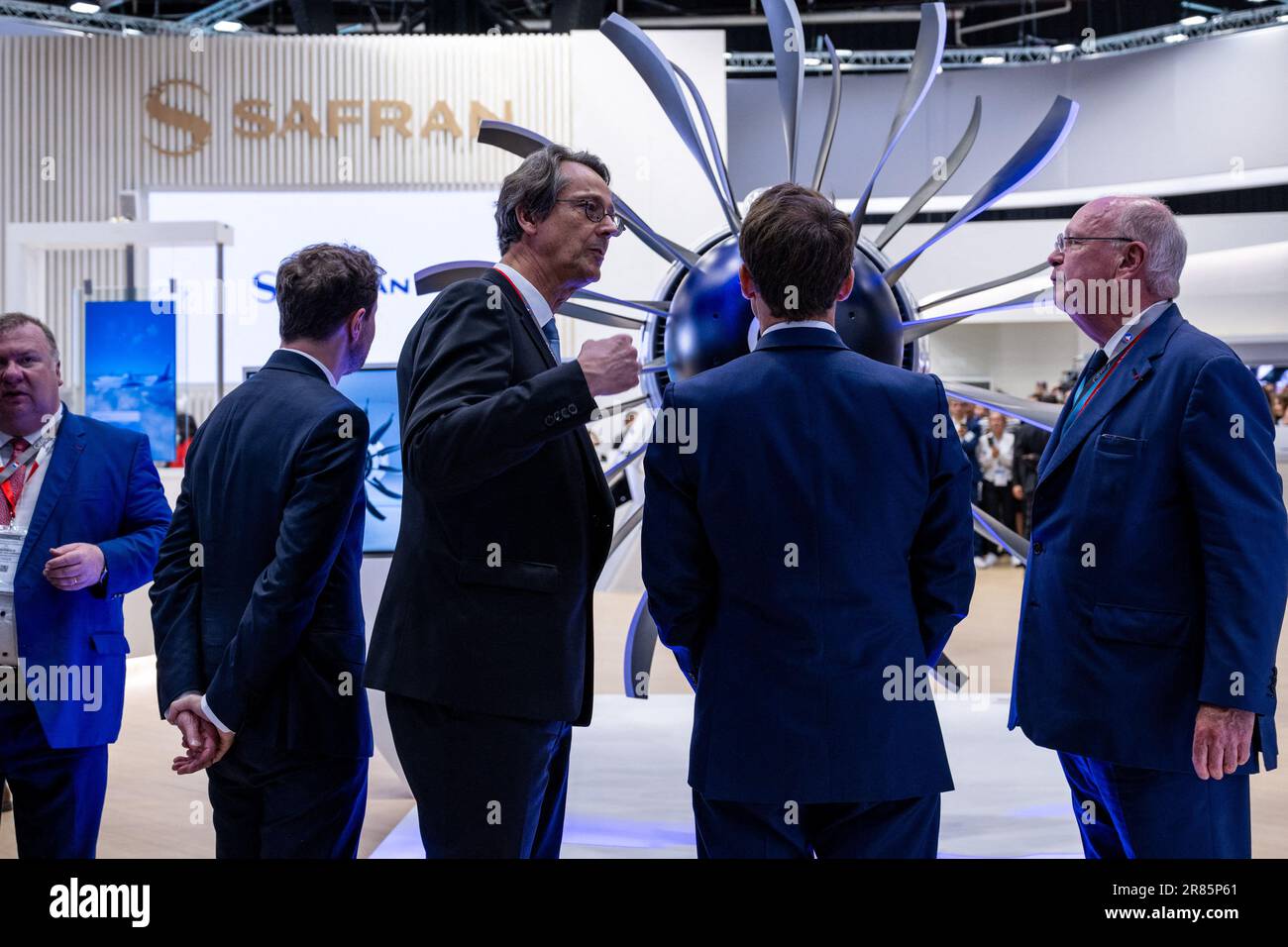 Le Bourget, France. 19th June, 2023. French president Emmanuel Macron ...