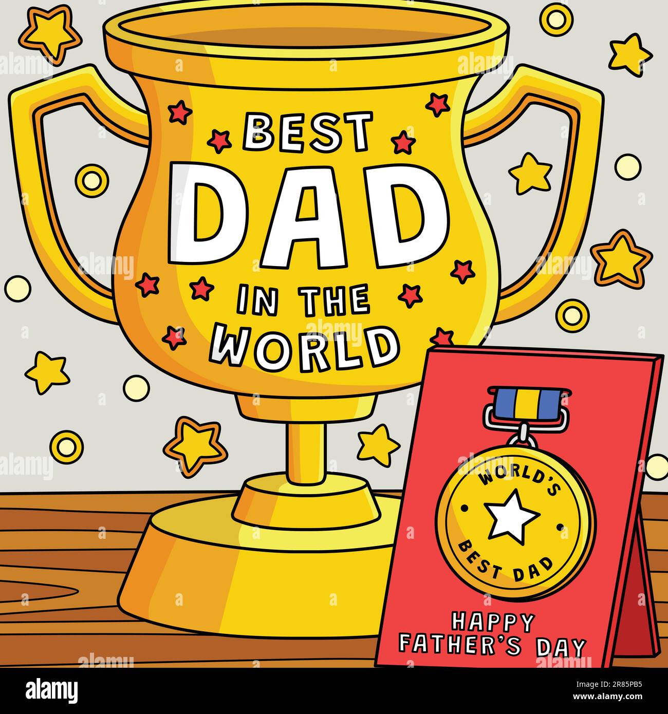Fathers Day Trophy and Medal Colored Cartoon Stock Vector Image & Art ...