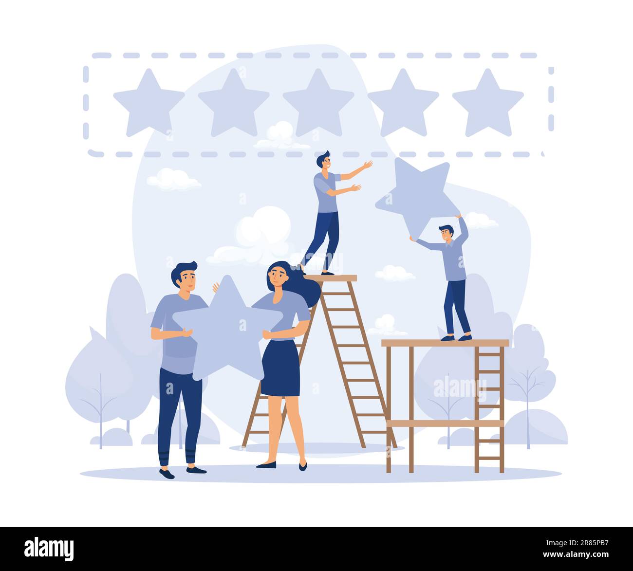 Five Star Positive Rating concept, Service or Business Company ...