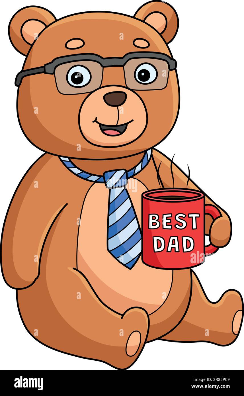 Fathers Day Teddy Bear Best Dad Cartoon Clipart Stock Vector Image ...