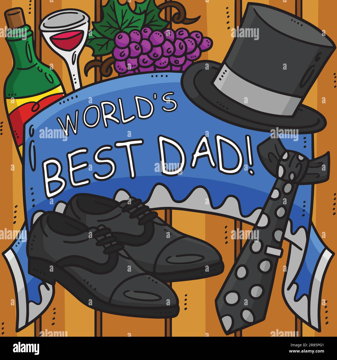 Fathers Day Worlds Best Dad Colored Cartoon Stock Vector Image & Art ...