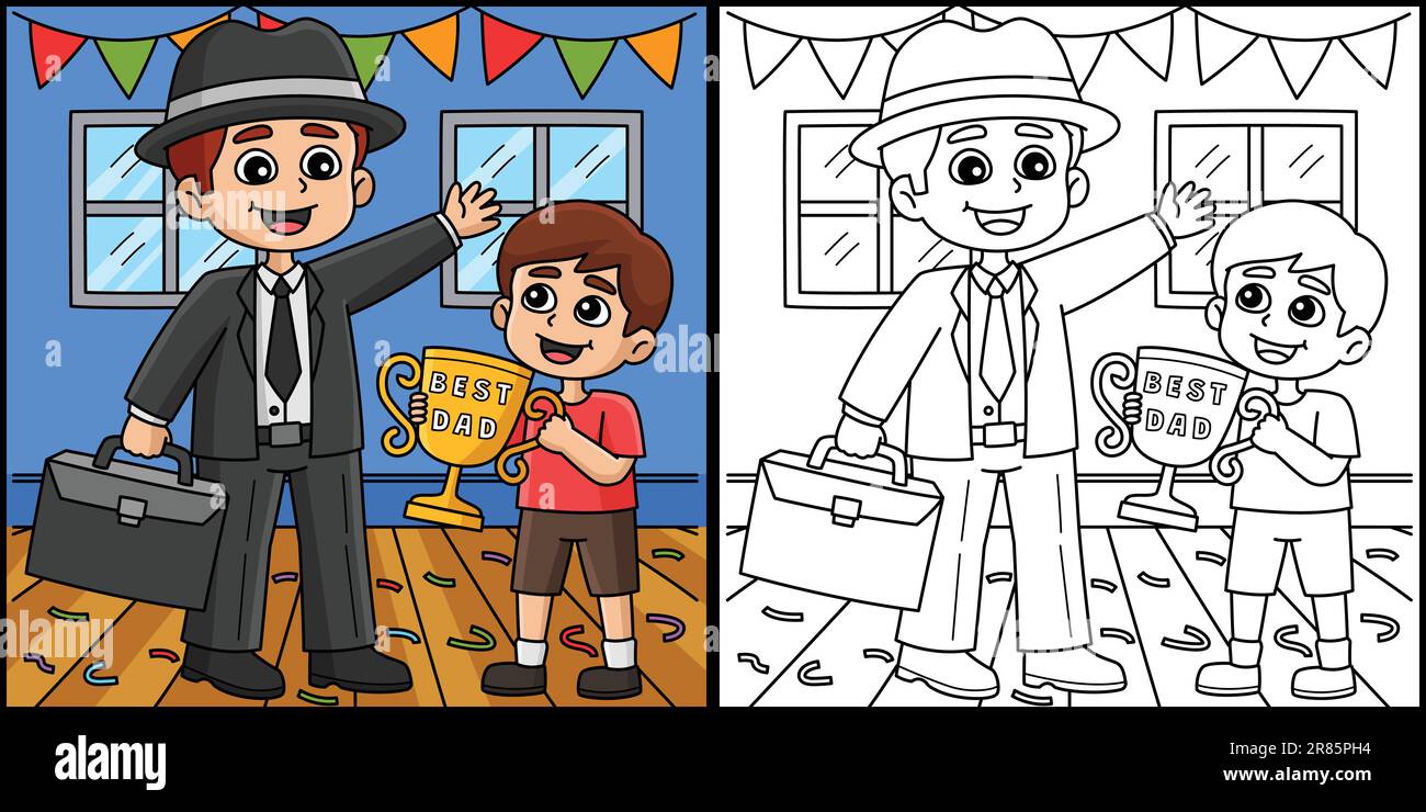 Fathers Day Best Dad Coloring Page Illustration Stock Vector Image ...