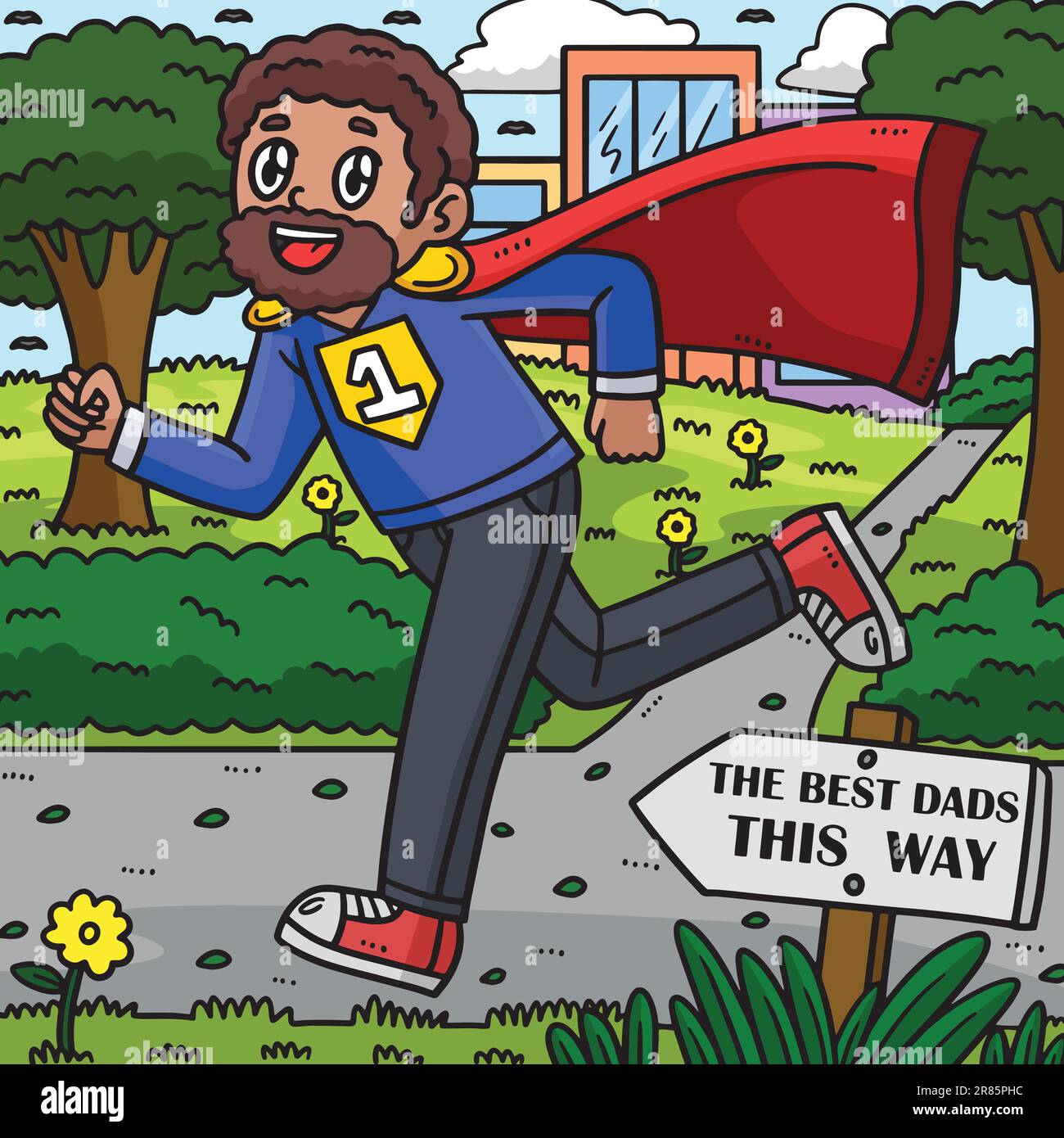 Fathers Day Dad Superhero Colored Cartoon Stock Vector Image & Art - Alamy