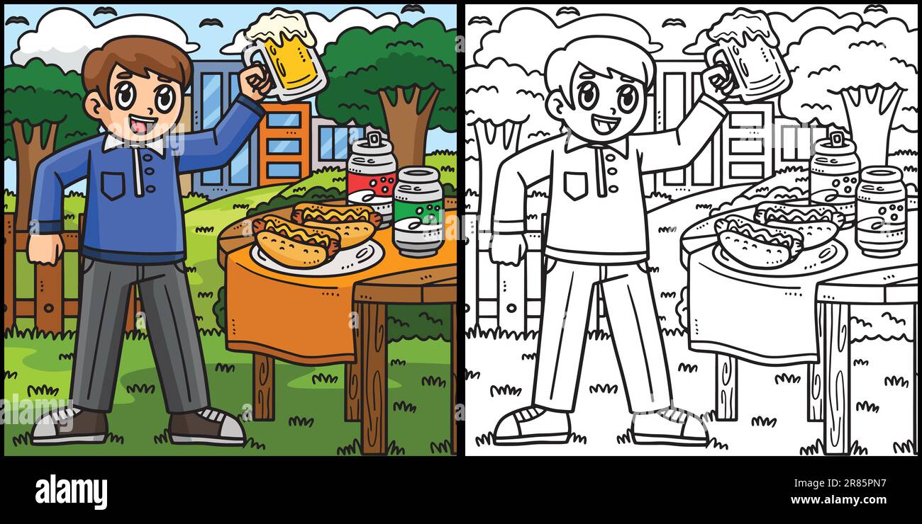 Fathers Day Dad Drinking Beer Illustration Stock Vector Image & Art - Alamy