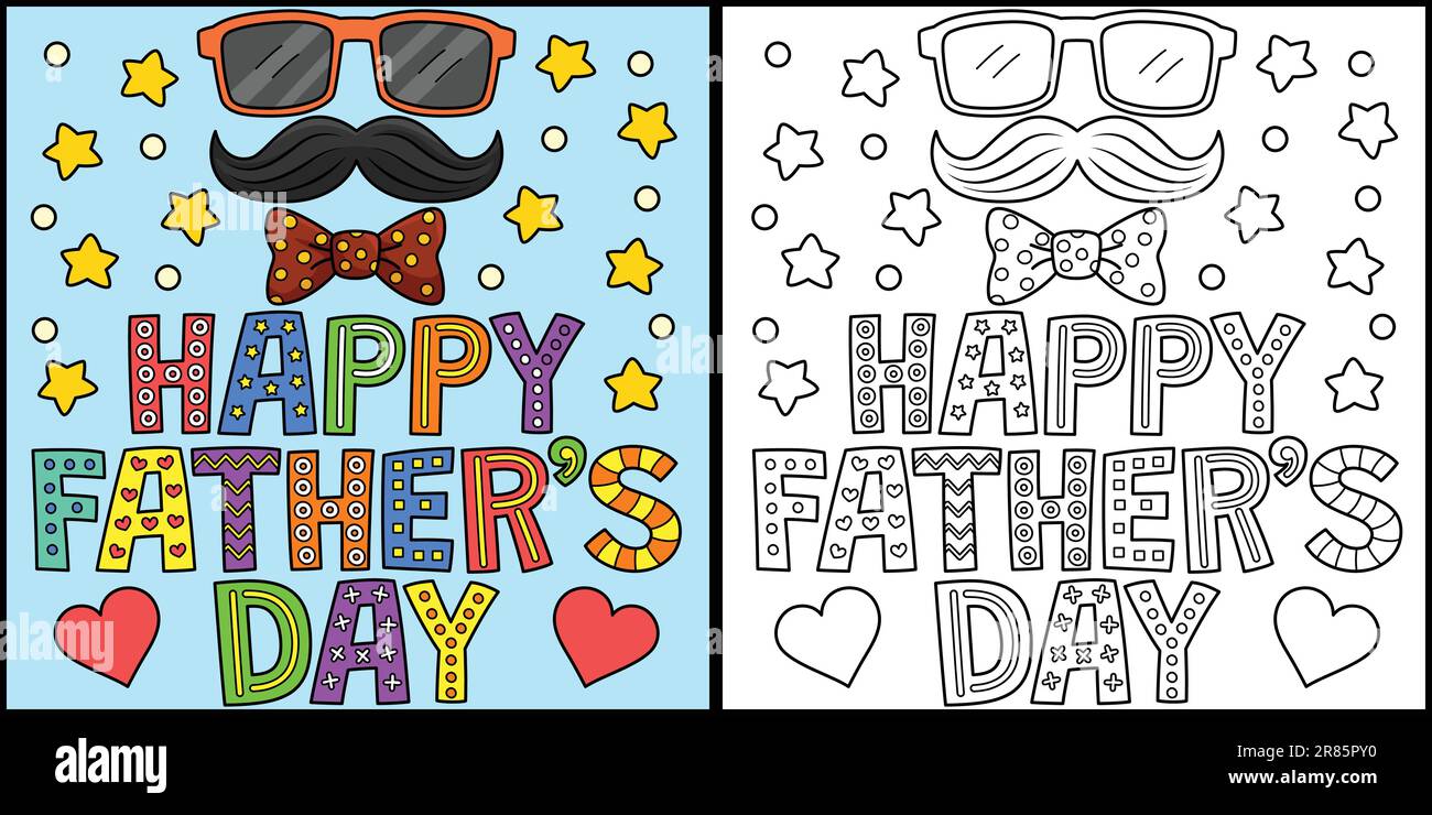 Happy Fathers Day Coloring Page Illustration Stock Vector Image & Art ...
