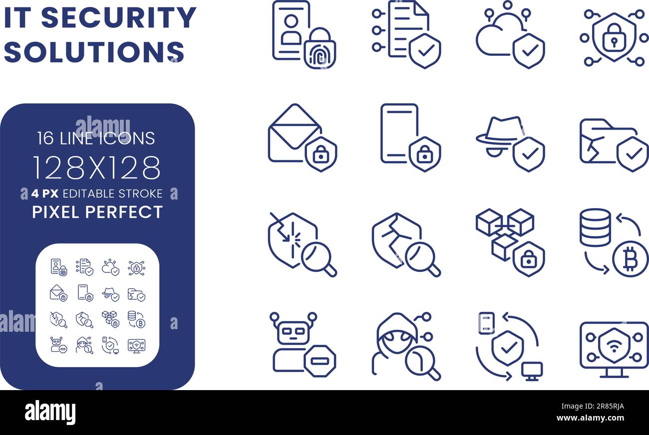 IT security solutions linear desktop icons set Stock Vector Image & Art - Alamy