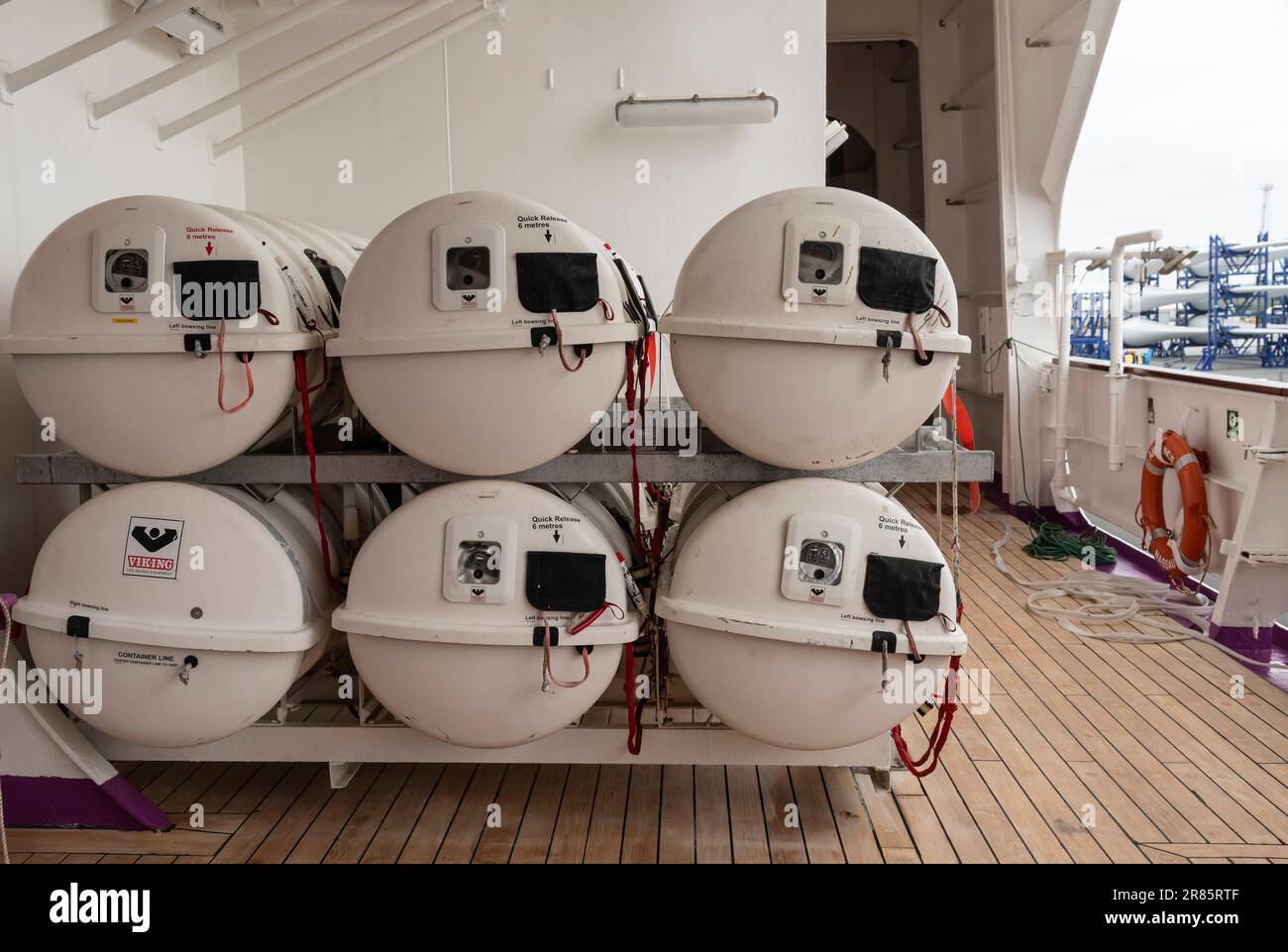 Belfast, United Kingdom. June 2023. Life saving equipment shaped like ...
