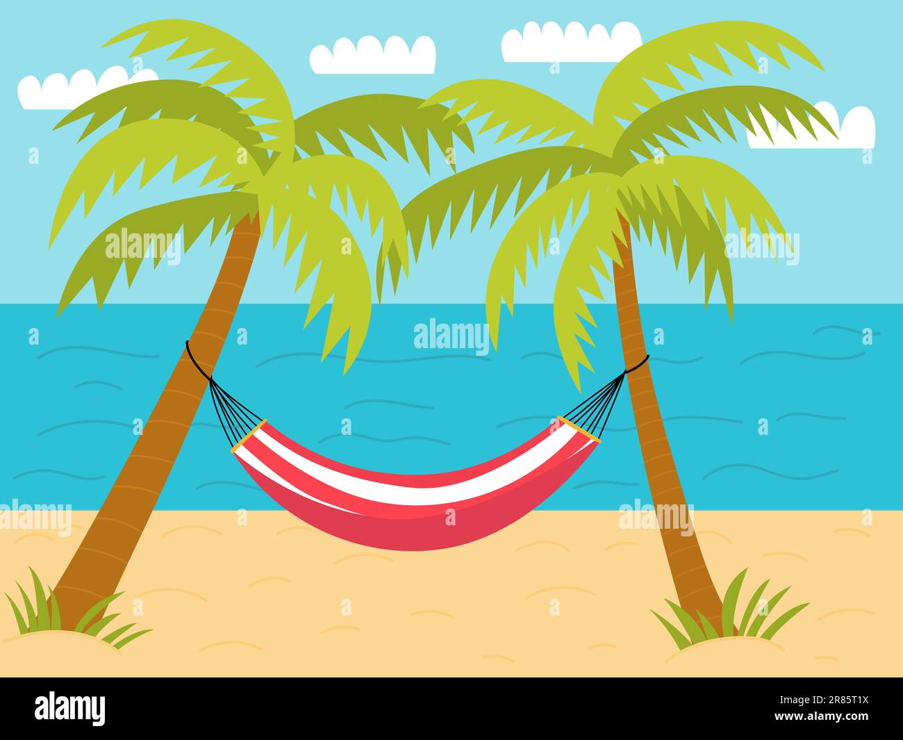 Vector sandy beach with palms and hammock Stock Vector Image & Art - Alamy