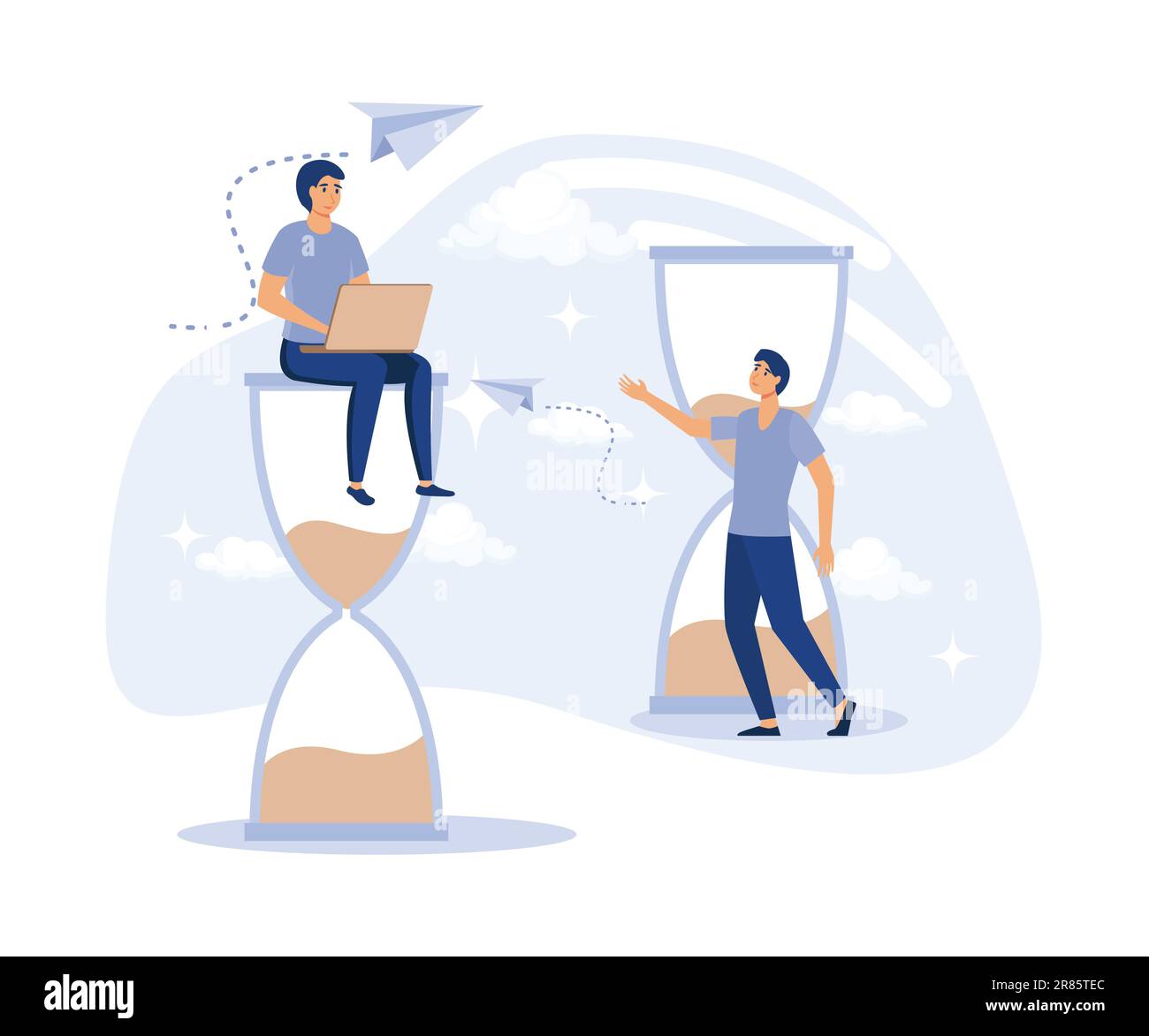 Informative Banner Art Working Time Management, Office Employee Keeps ...