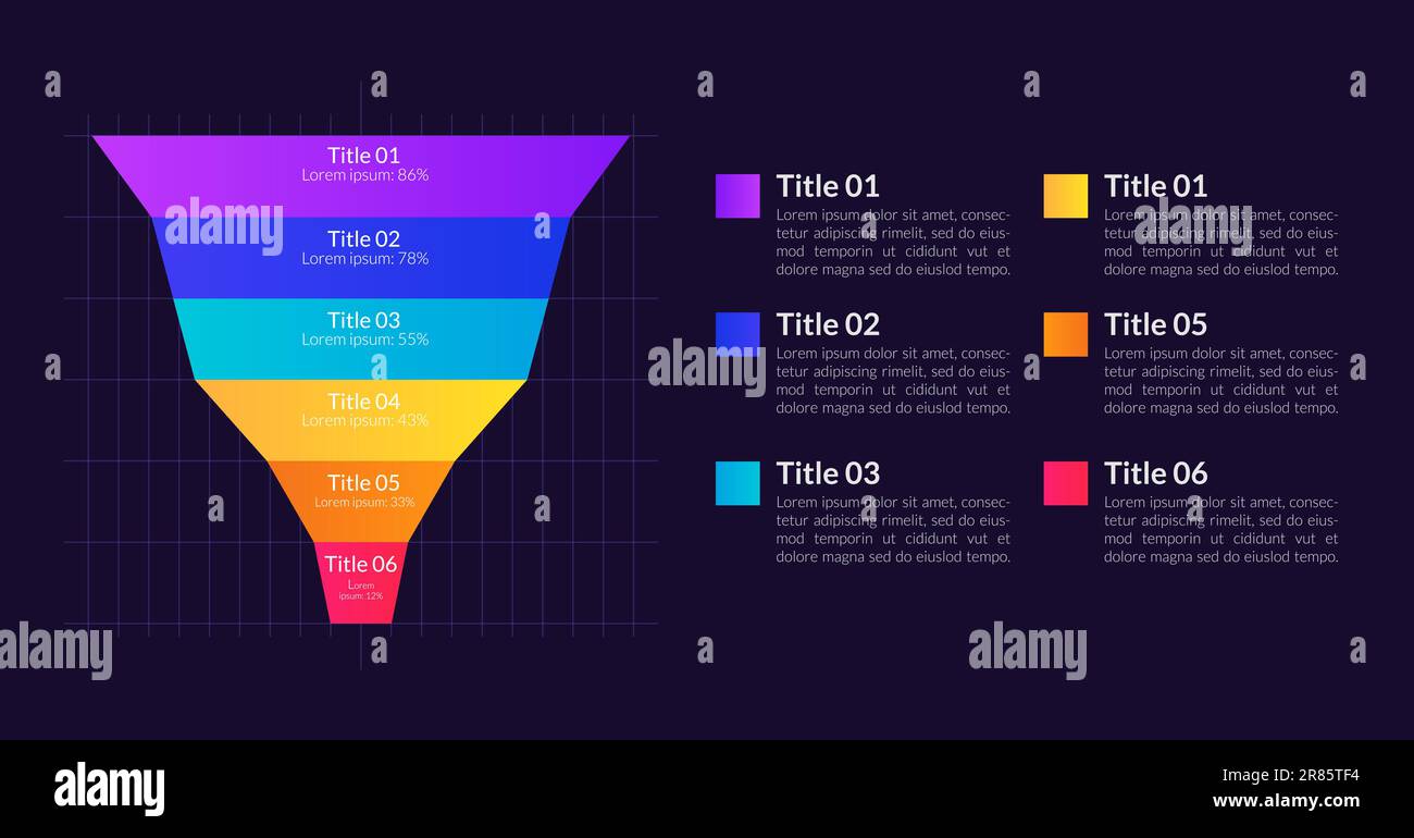 Website conversion infographic funnel chart design template for dark ...